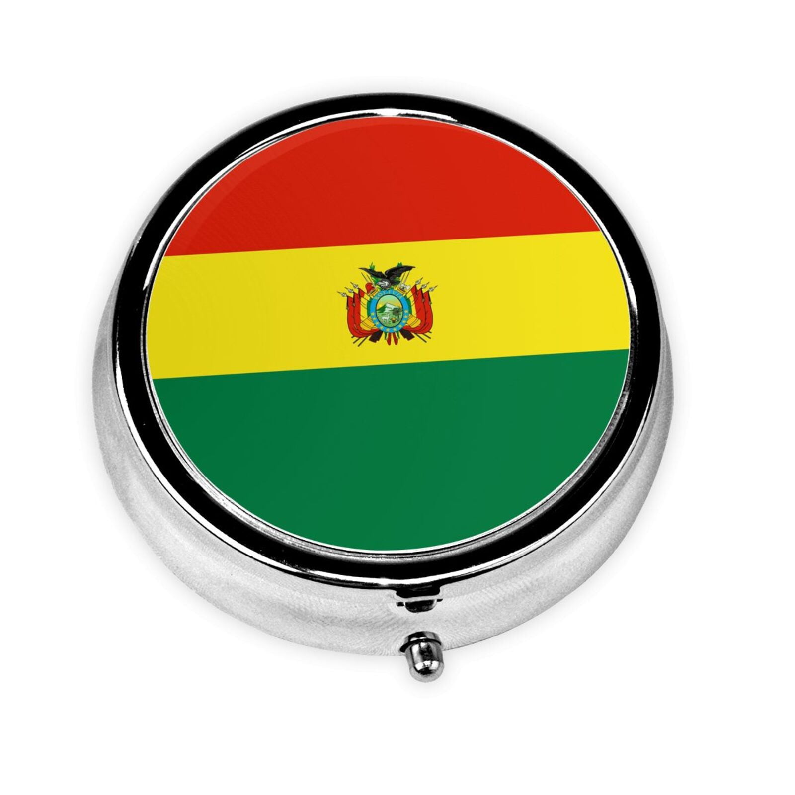 Bolivian Flag Round Pill Box Small Pill Case For Purse Pocket Medicine ...