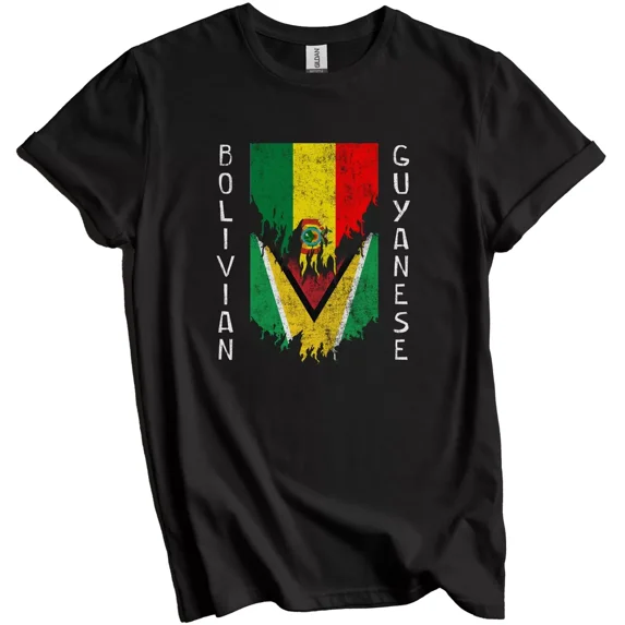 Bolivian Guyanese Flags Ripped Torn Bolivia Guyana T-Shirt Gift for Men ...