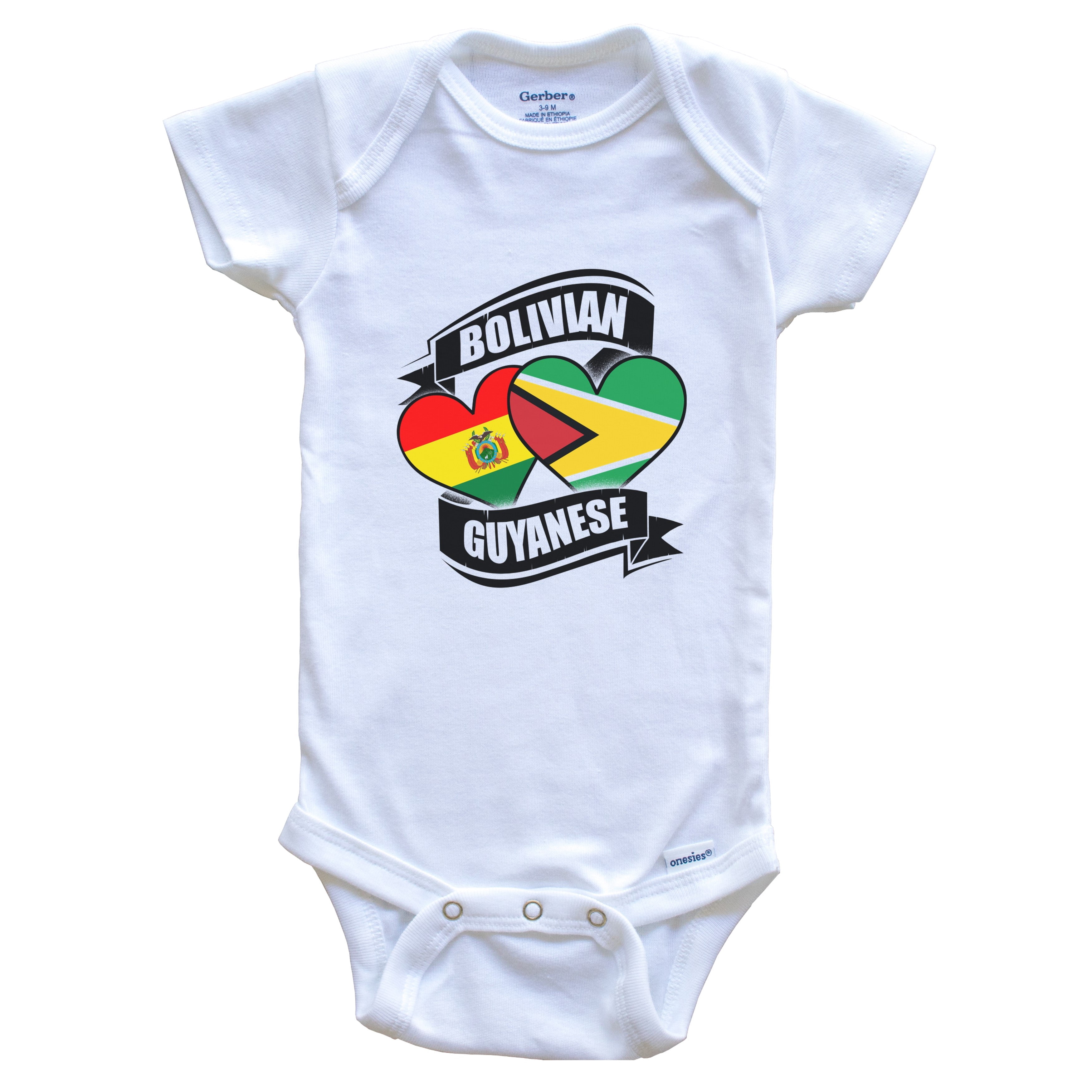 Bolivian Guyanese Hearts Bolivia Guyana Flags Baby Bodysuit, 3-6 Months ...