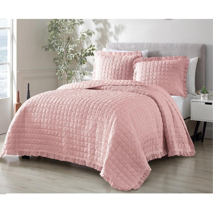 Bolla Ruff Washed Quilt Set Blush Blush - King - 3 Piece - Walmart.com