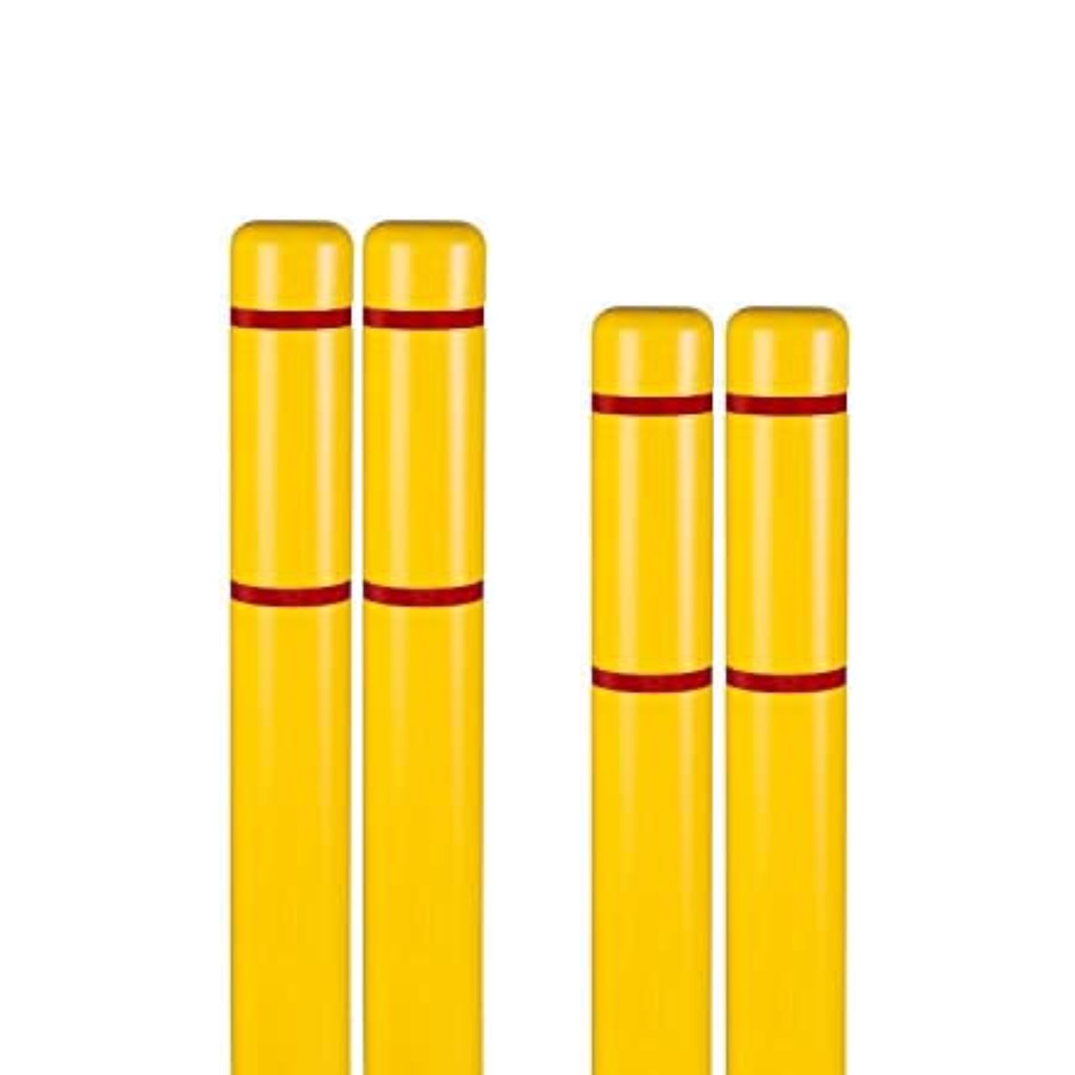 BollardGard 4" x 52" 4-Pack Bollard Cover - Innoplast (Yellow Red Tape ...