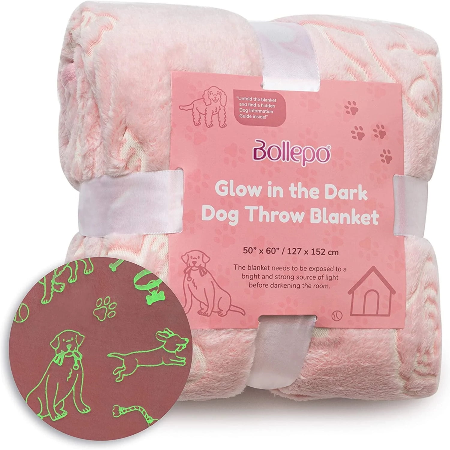 Bollepo Glow-in-the-Dark Soft Fleece Dogs Blanket, Gift for Toddler ...