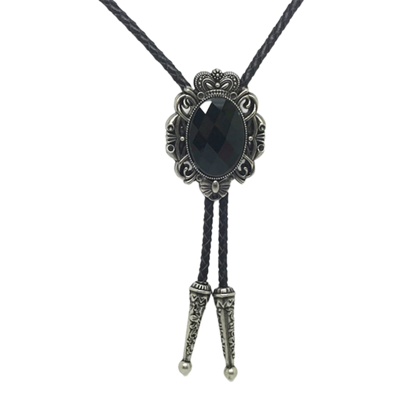 Bolo Tie Necktie Artificial Leather Braided Rope Necklace with Antique ...