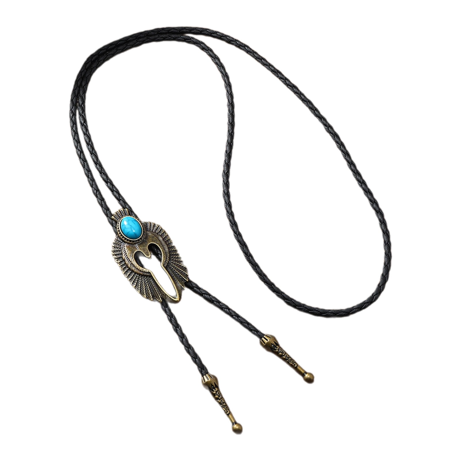Bolo Tie Necktie Vintage Leather Braided Rope Necklace with Metal Bird ...