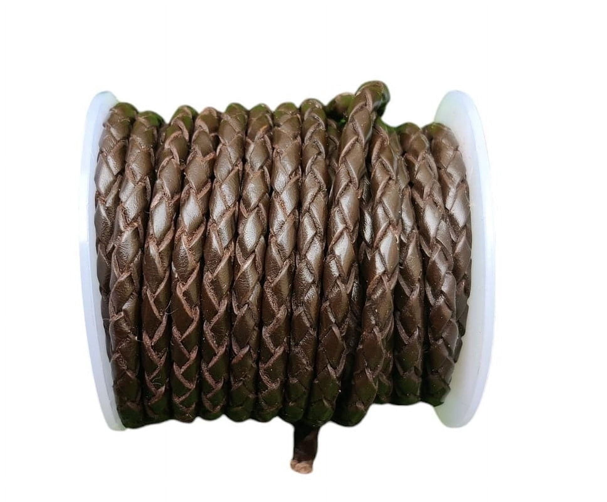 Hottmess Braided Brown Leather Cord, 4 mm, 5 Yards - Walmart.com