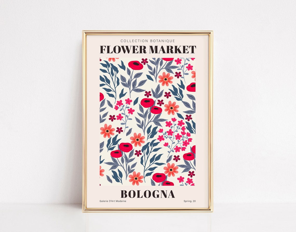 Bologna Flower Market Pink Floral Art, Unframed Paper Print Size 24x36 ...