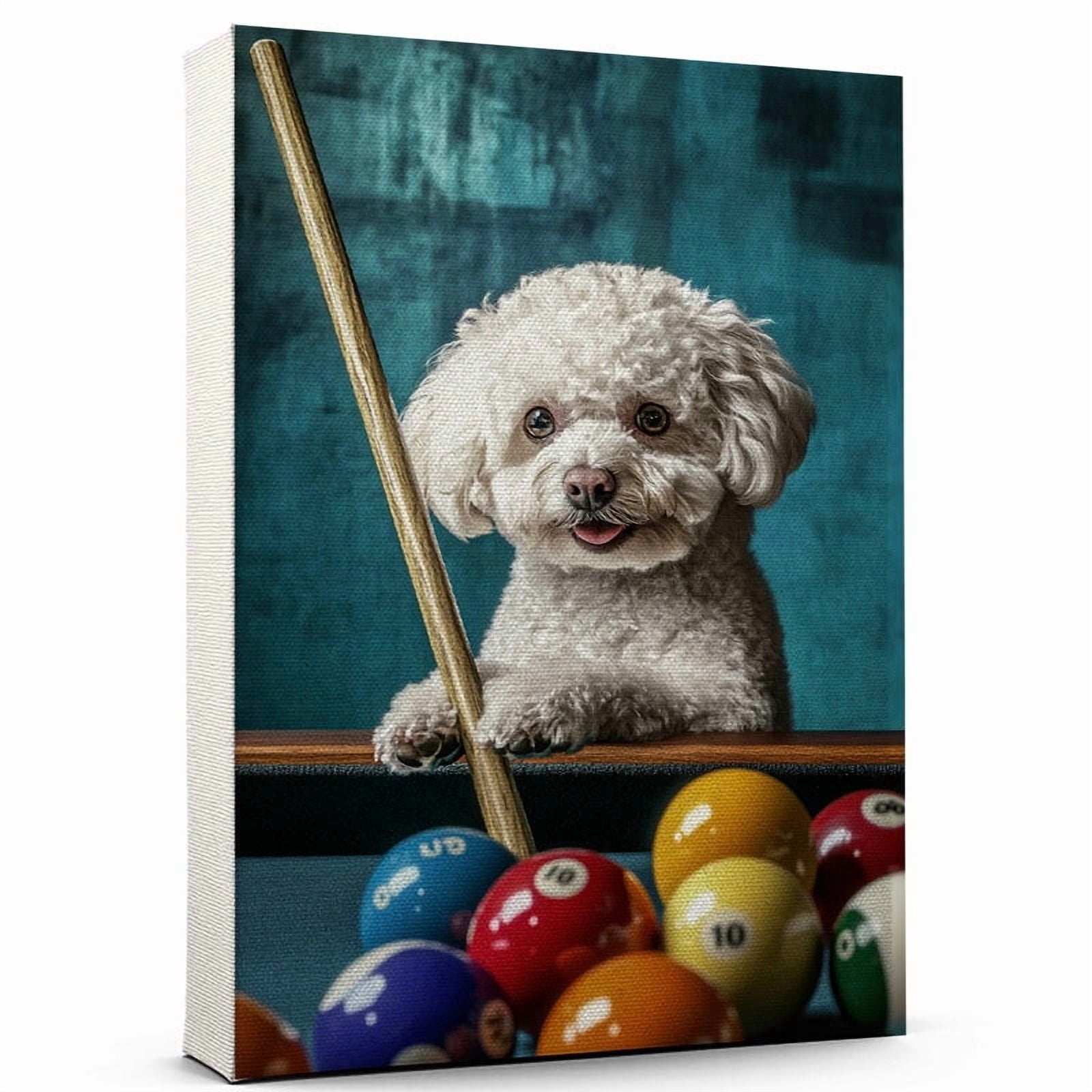 Bolognese Dog Billiards Stretched Canvas Size 8x12 – Funny Bolognese ...