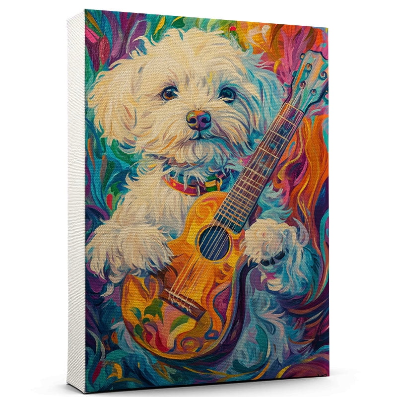 Bolognese Dog Ukelele Art Stretched Canvas Size 8x12 – Bolognese Dog ...