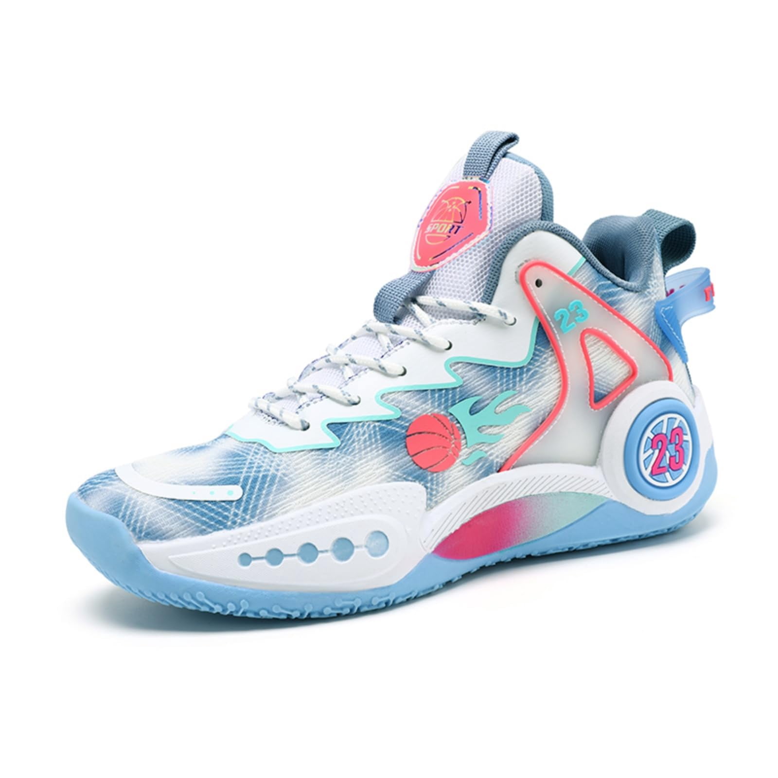 Bolognifi Men's High Top Basketball Shoes, Fashionable Graffiti Running ...