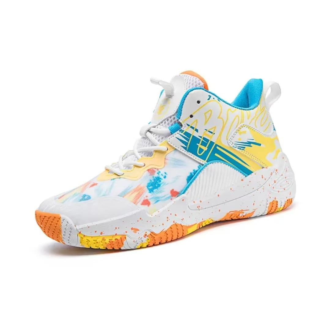 Bolognifi Men's High Top Basketball Shoes Stylish Printed Design with ...