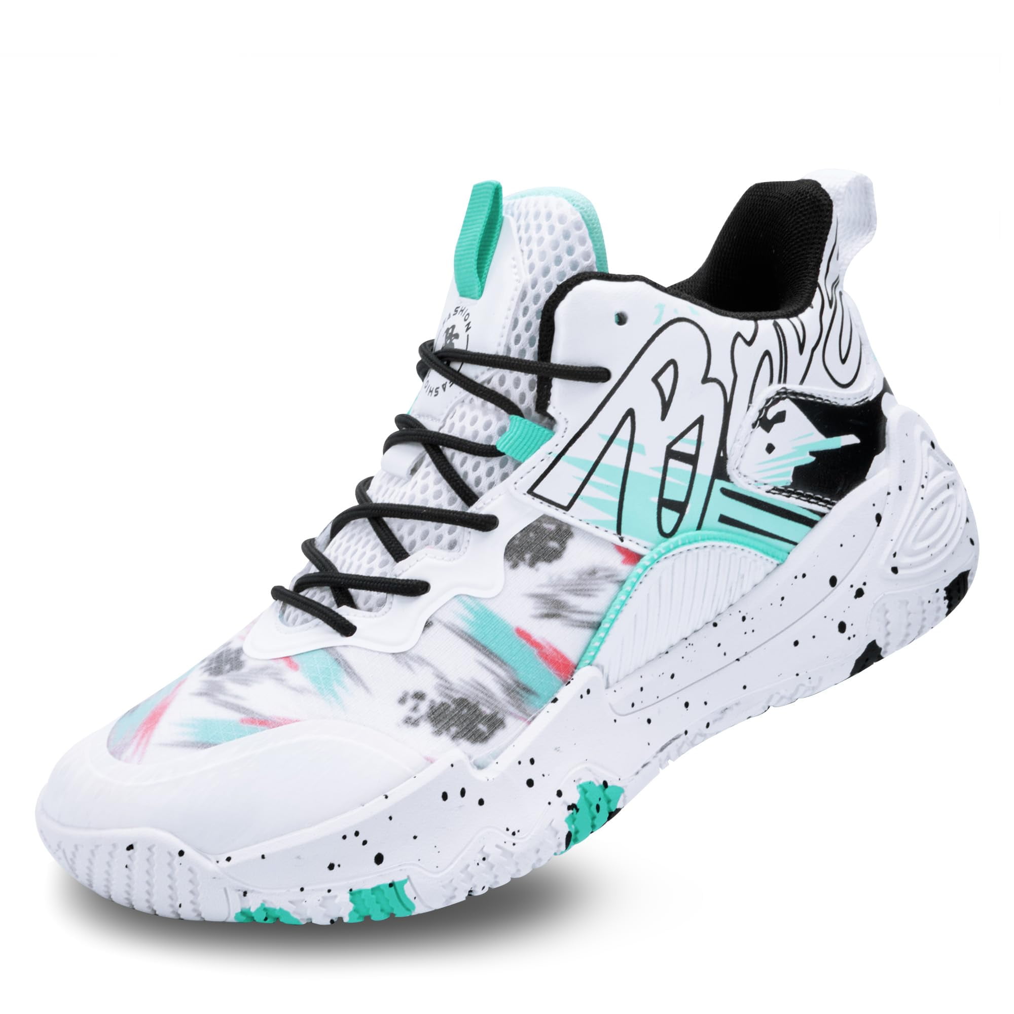 Bolognifi Men's High Top Basketball Shoes with Breathable Mesh ...