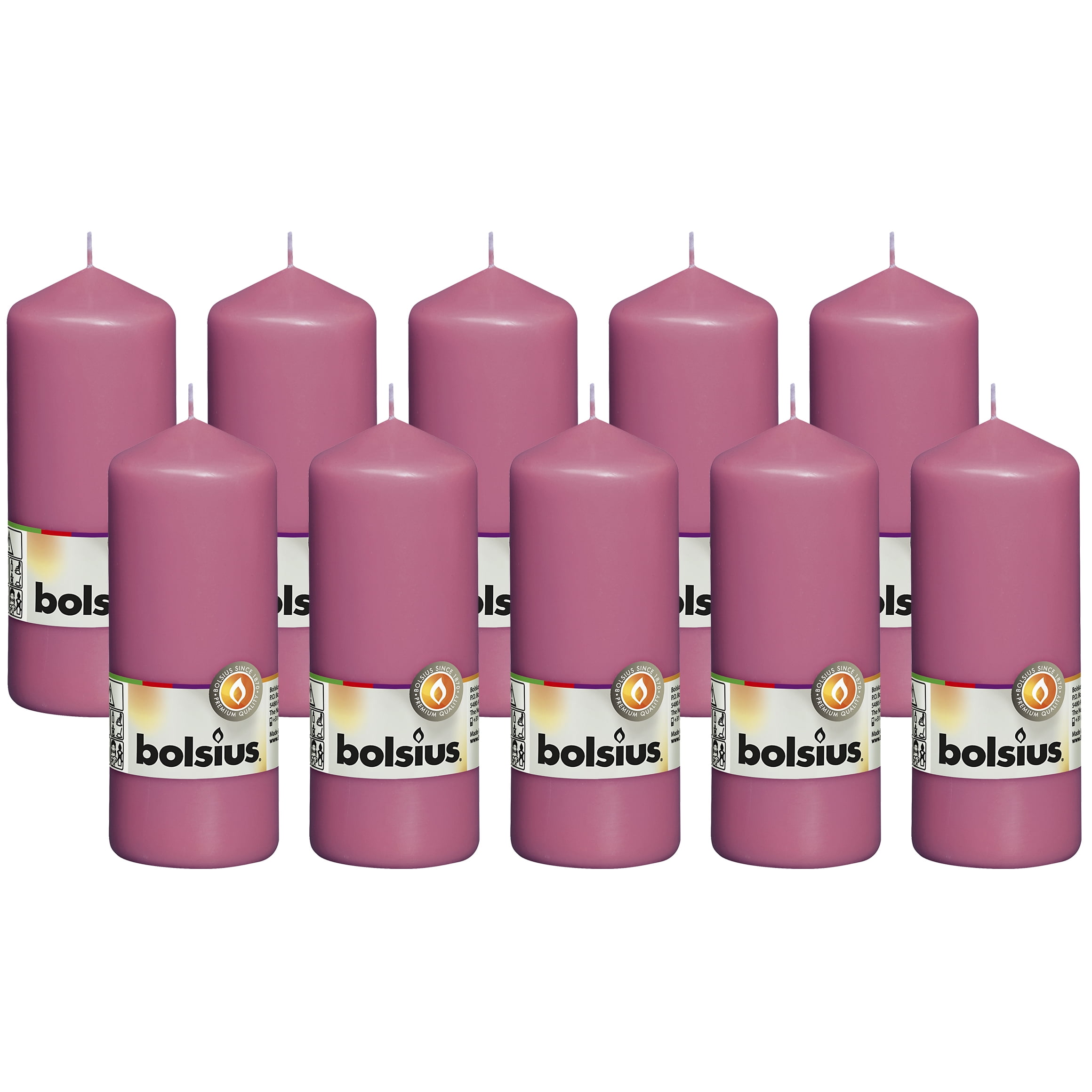 Bolsius 10 Pink (Fuchsia) Pillar Candles 2.25" X 6" Spa Candles ...