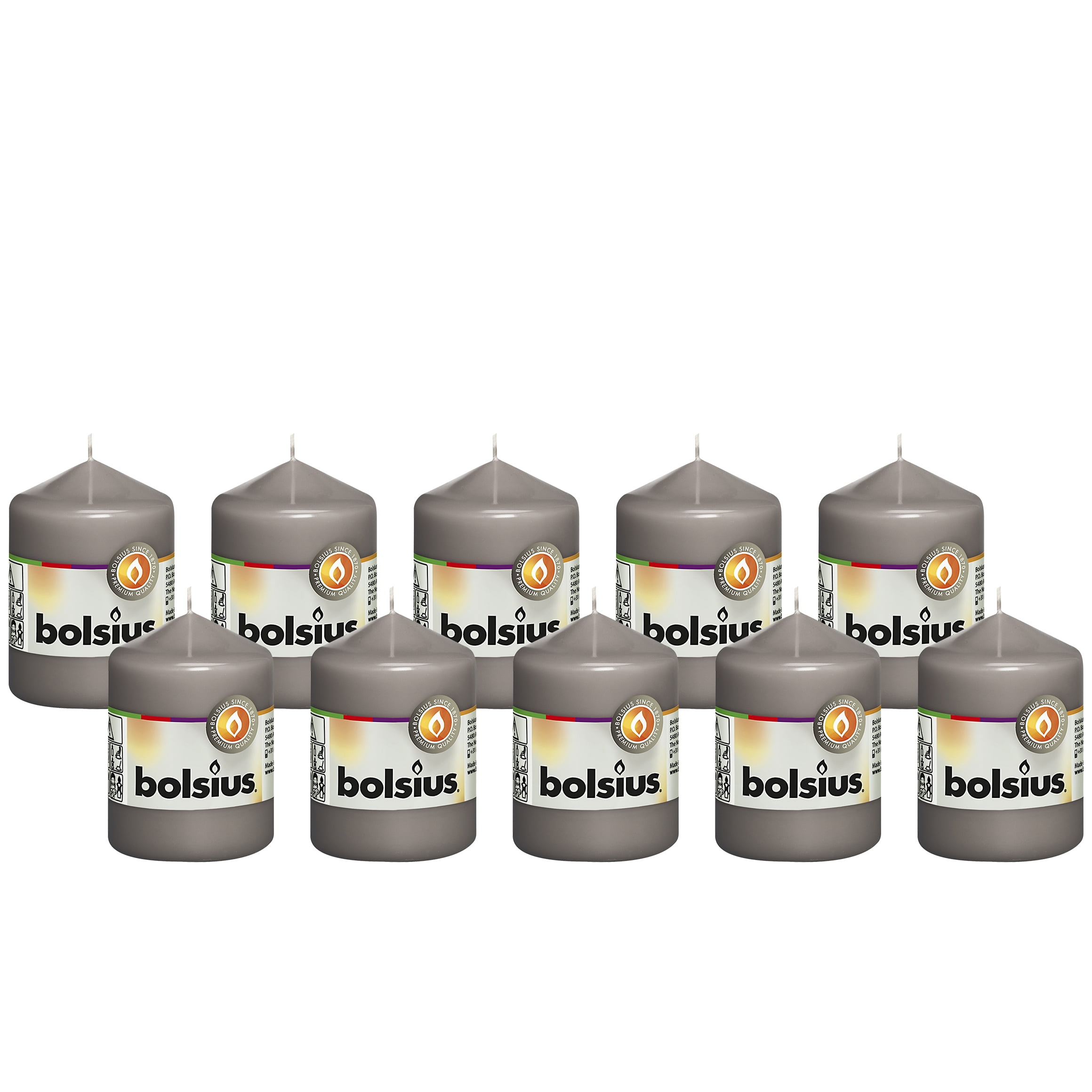 Bolsius 10 Warm Grey Pillar Candles 2.25" X 3.25 " Wedding centerpiece ...