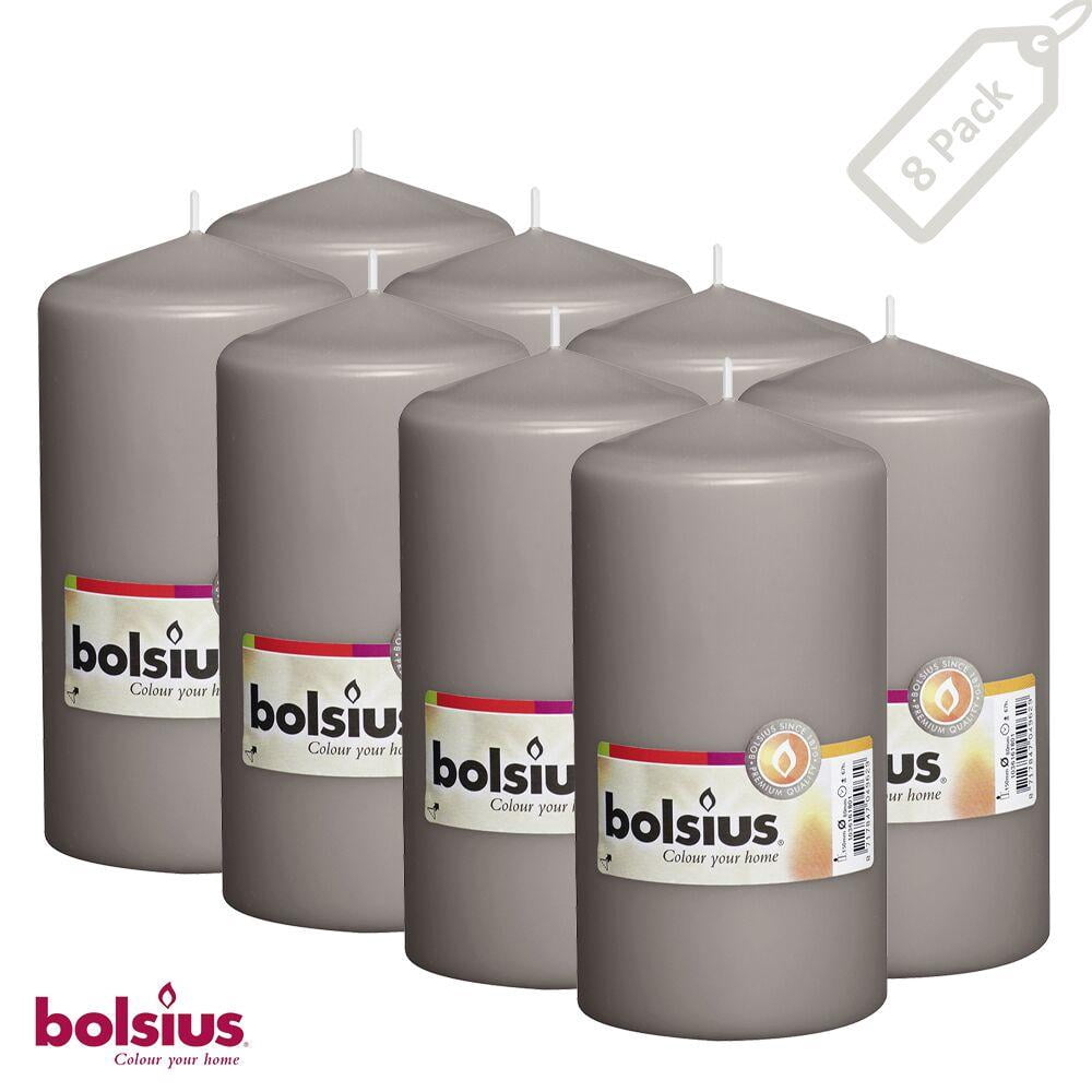 Bolsius Indoor/Outdoor Unscented 3" x 6" Pillar Candle, 8-Pieces, Gray ...