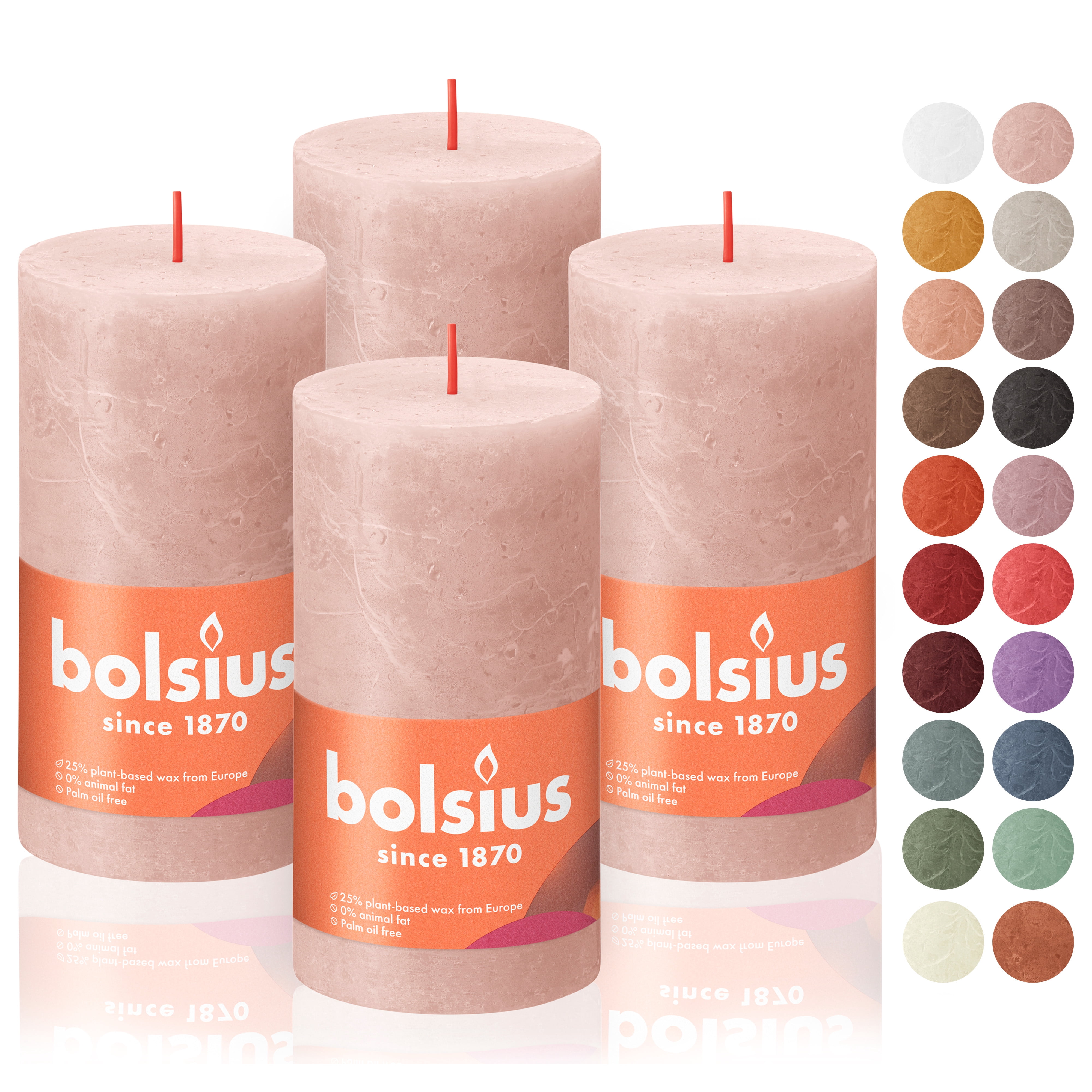 Bolsius Misty Pink Rustic Pillar Candles 2.75" X 5" Long Lasting ...