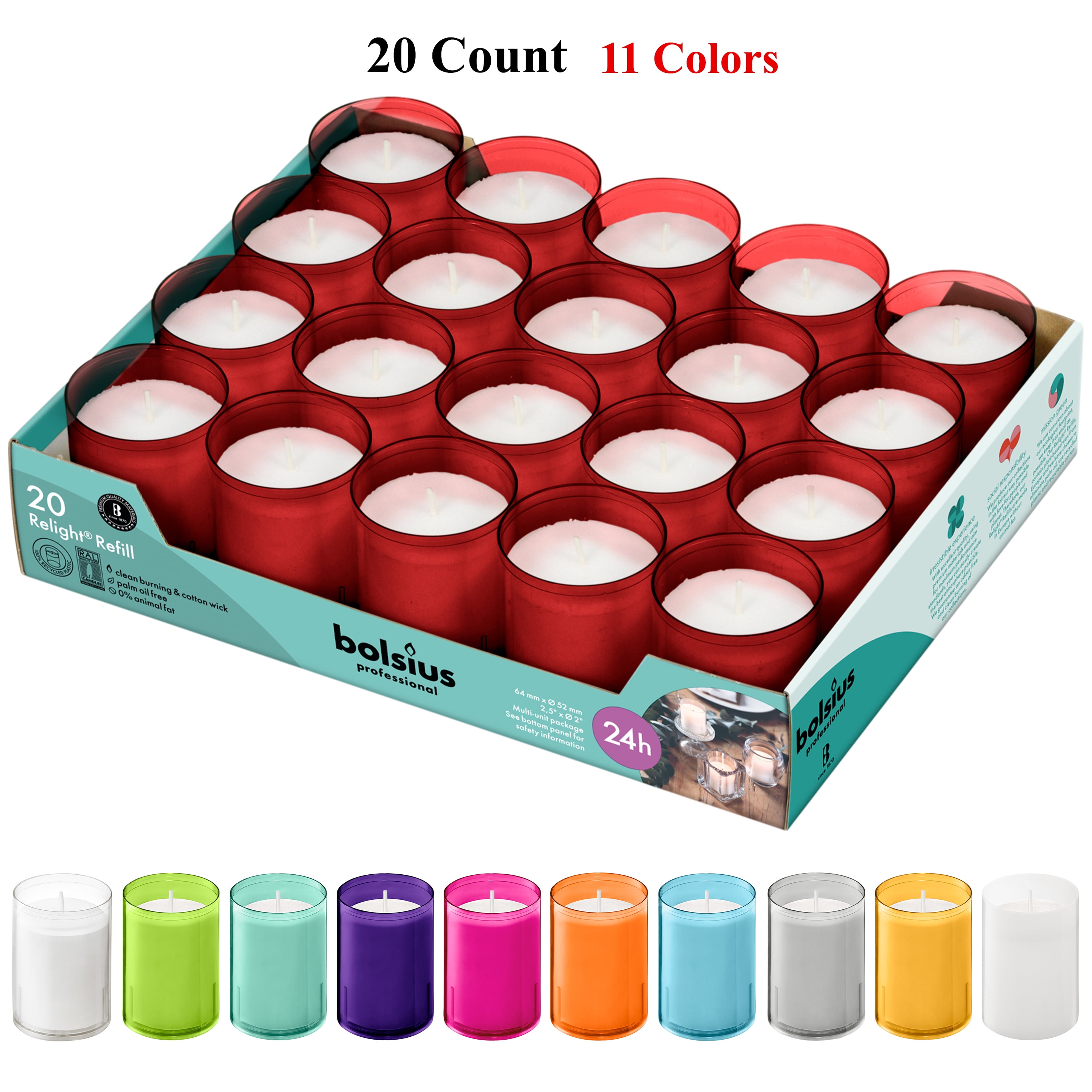Bolsius Red Votive Candles - 20 Count - Restaurant candles In ...