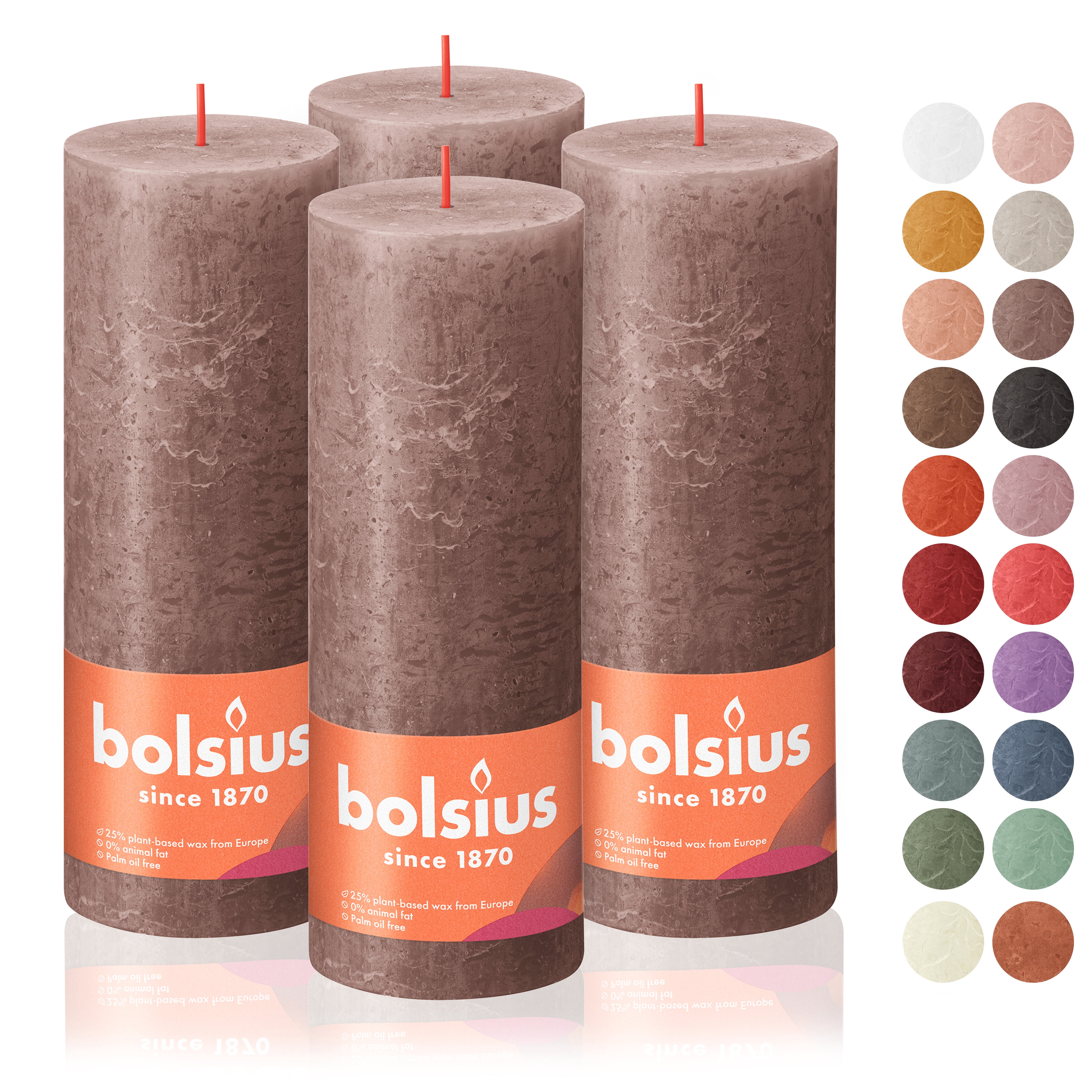 Bolsius Rustic Taupe Rustic Pillar Candles 2.75" X 7.5" Unscented ...