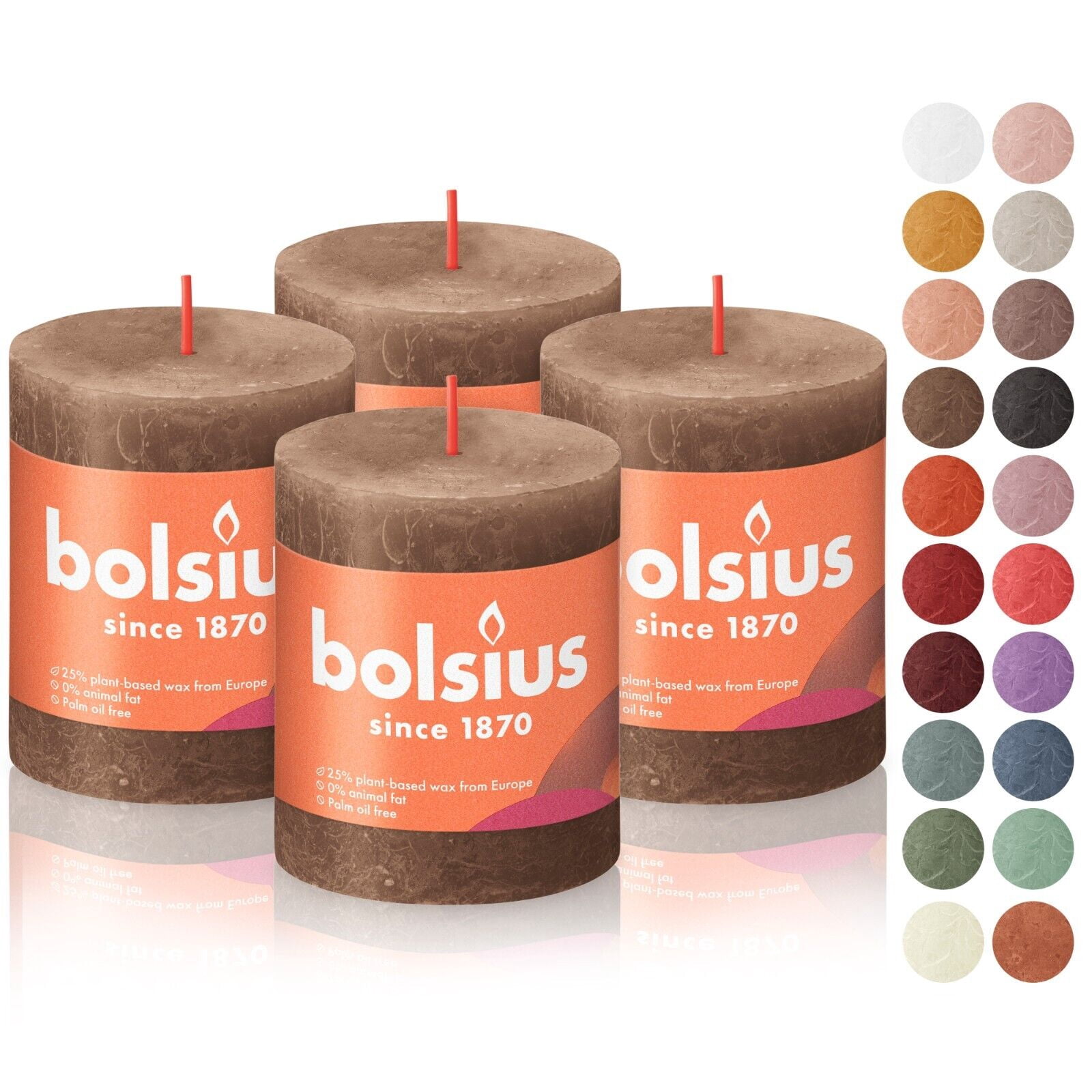 Bolsius Suede Brown Rustic Pillar Candles 2.75" X 3.25" Summer Décor ...