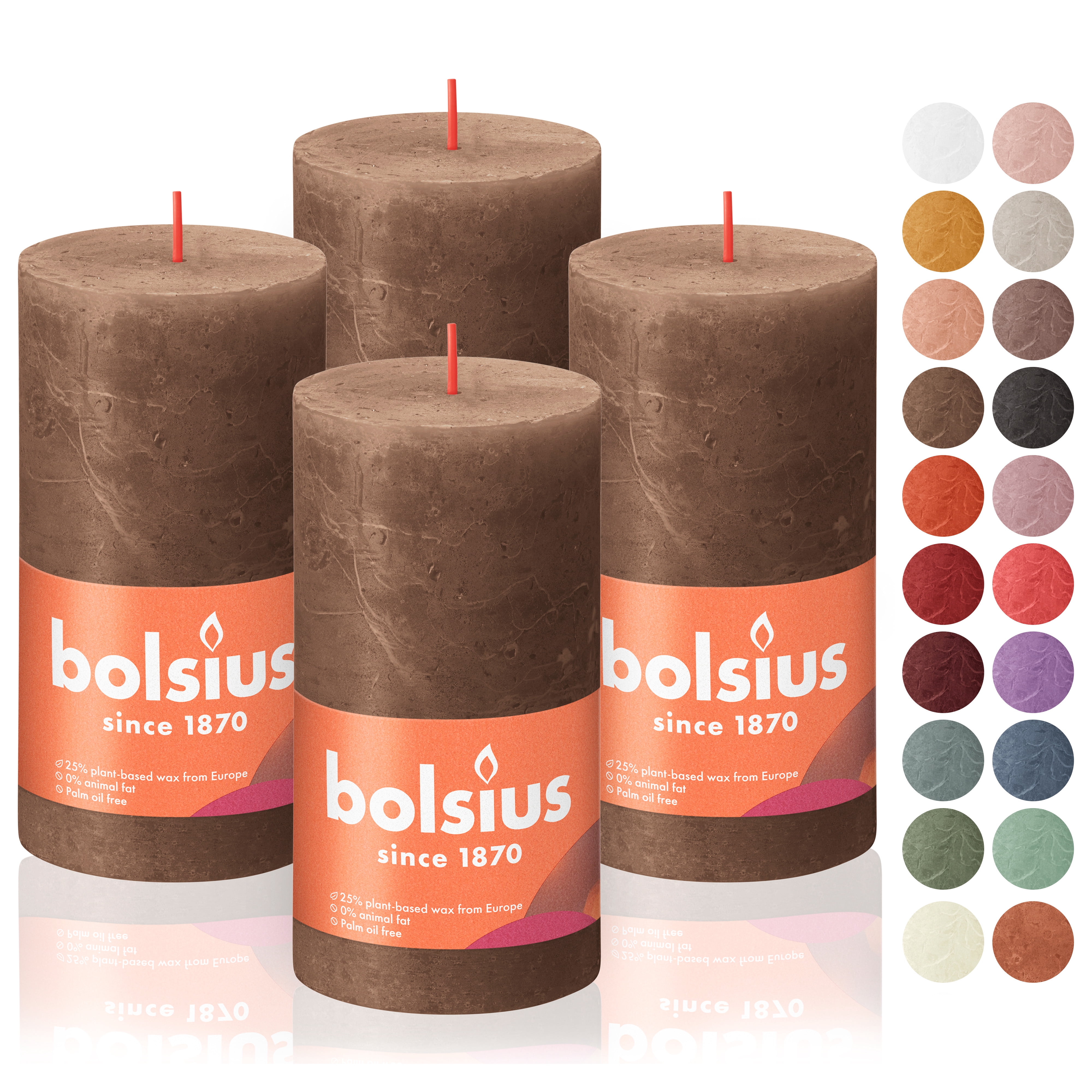 Bolsius Suede Brown Rustic Pillar Candles 2.75" X 5" Slow Burning ...