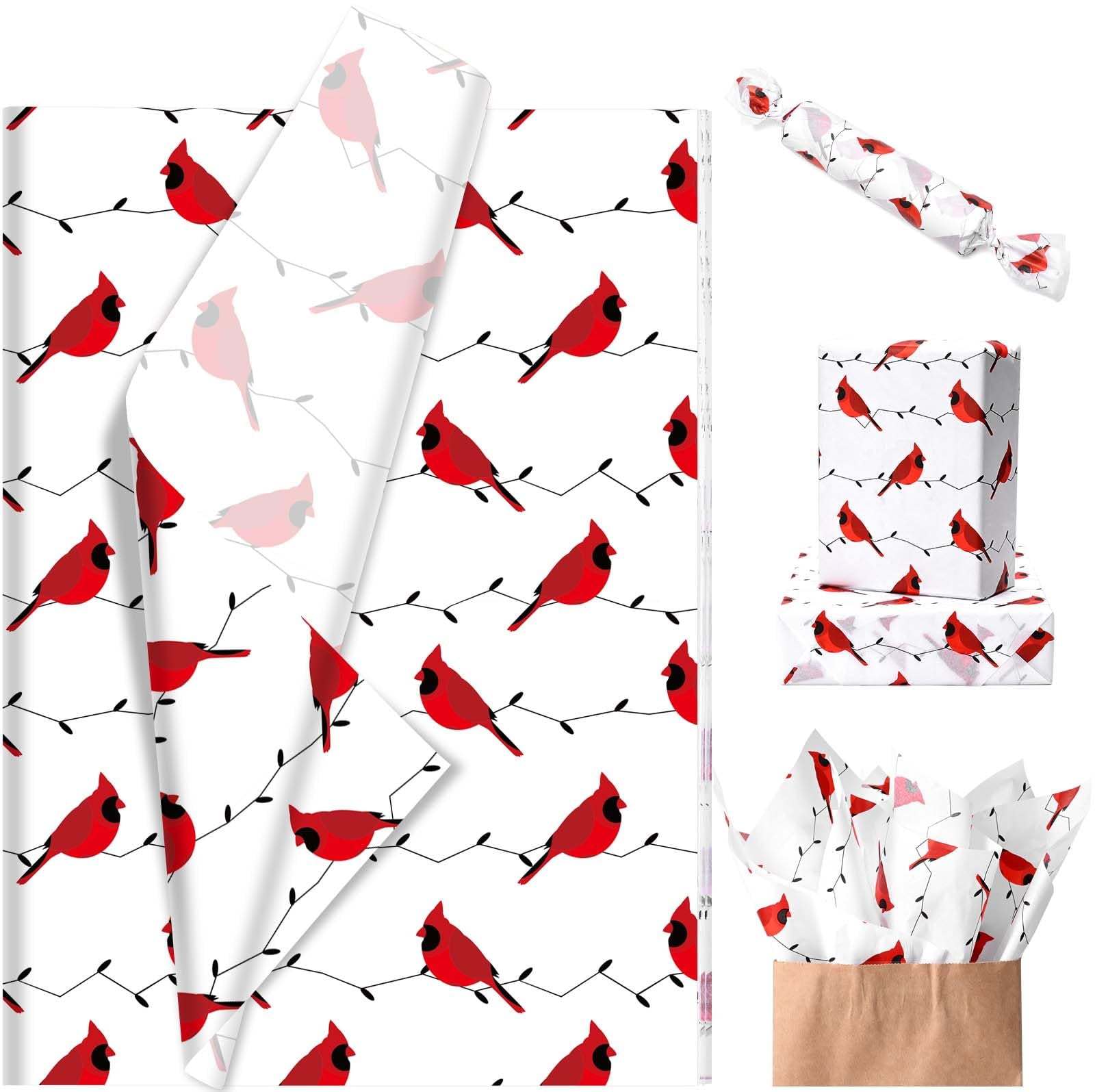 Bolsome 100 Sheets 20 SBF3 * 14 Inches Red Cardinal Branches Design ...