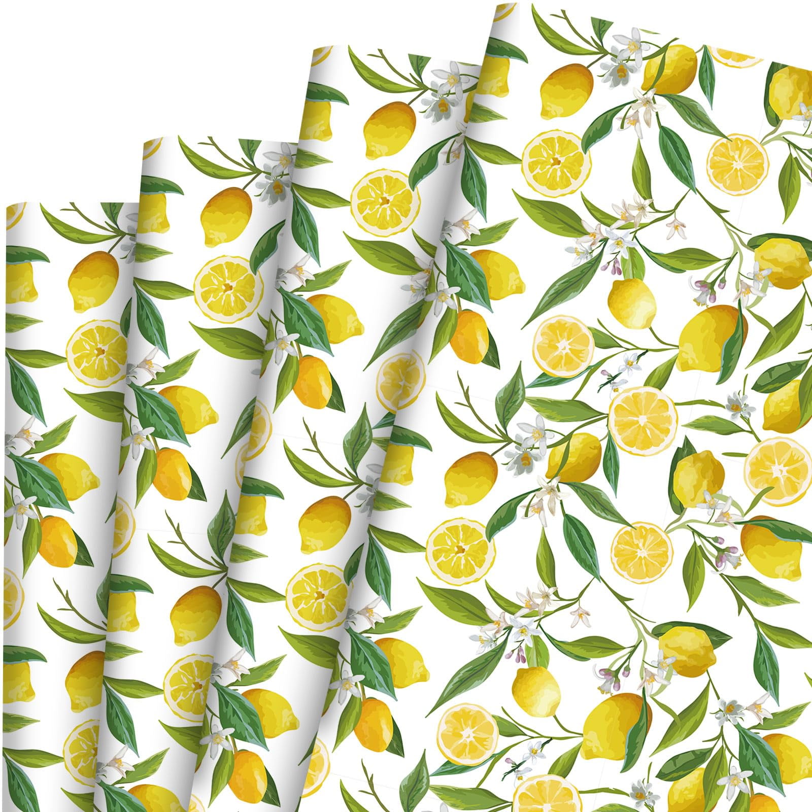 Bolsome 12 Sheets 28 OIF8 * 20 Inches Lemon Wrapping Paper Yellow Green ...