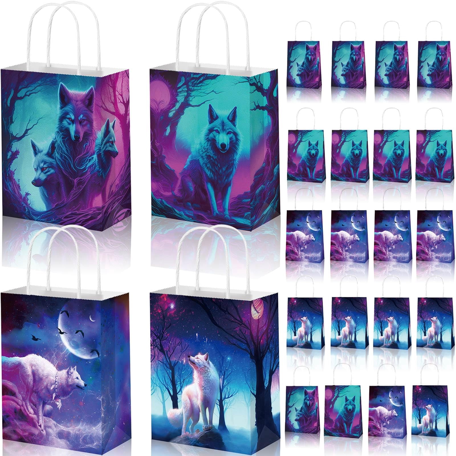 Bolsome 16Pcs Wolf Party IFF17 Paper Gift Bags Wolf Candy Bags with ...