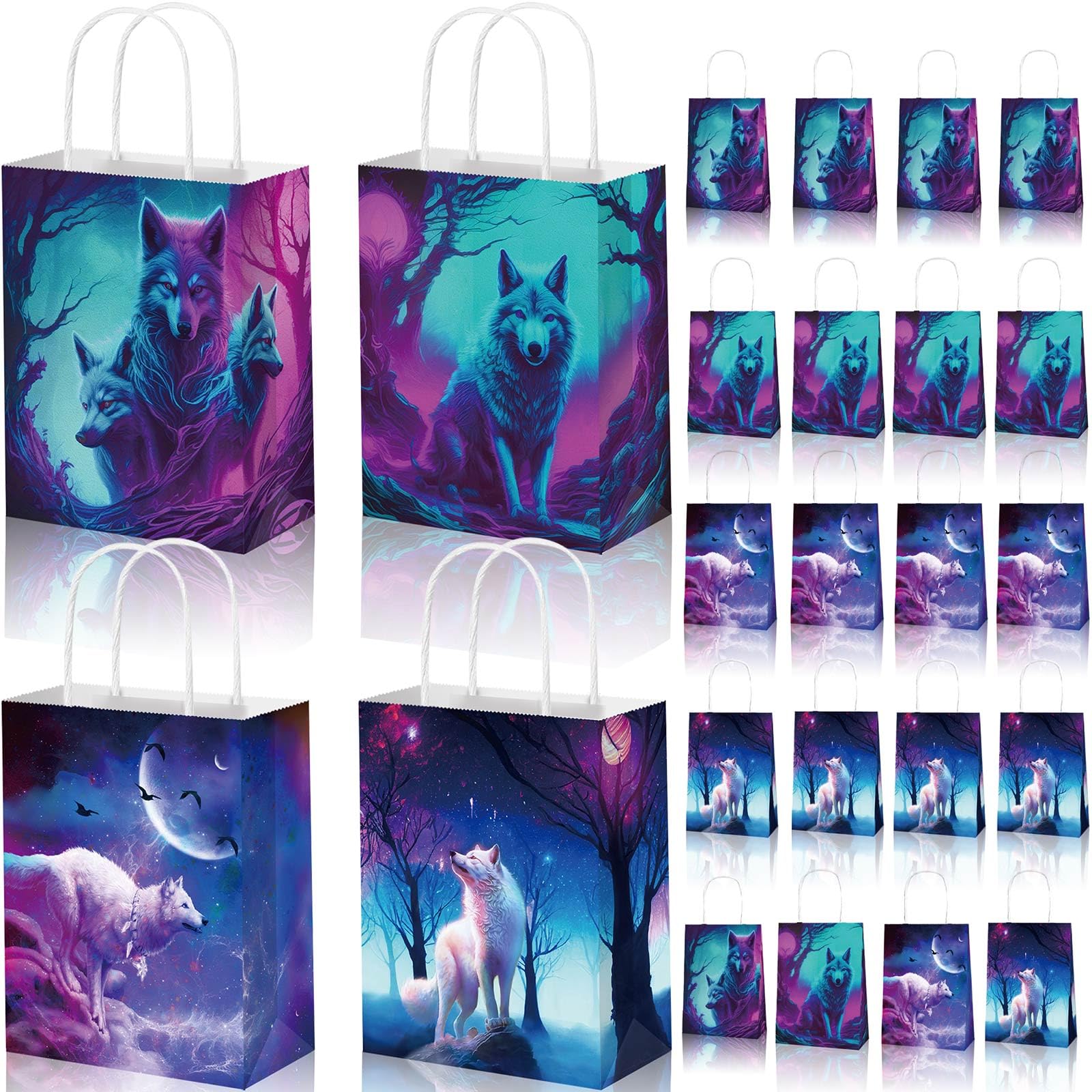 Bolsome 16Pcs Wolf Party Paper Gift Bags Wolf Candy Bags with Handles ...