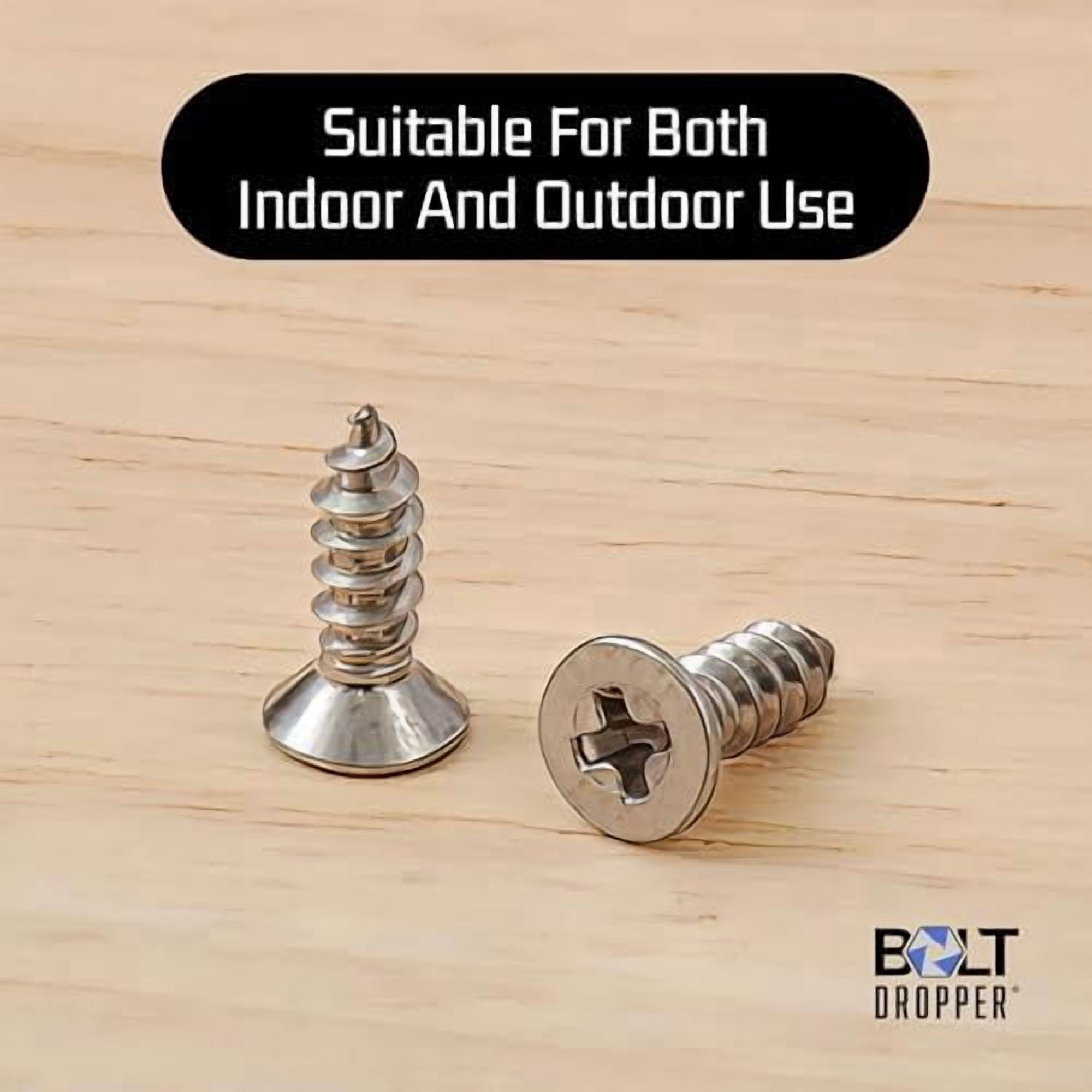 Bolt Dropper #4 x 1/4" Stainless Steel Flat Head Phillips Wood Screw ...
