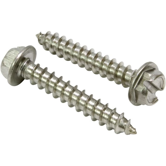 Bolt Dropper #8 x 1" Stainless Slotted Hex Washer Head Screw (100 pc ...