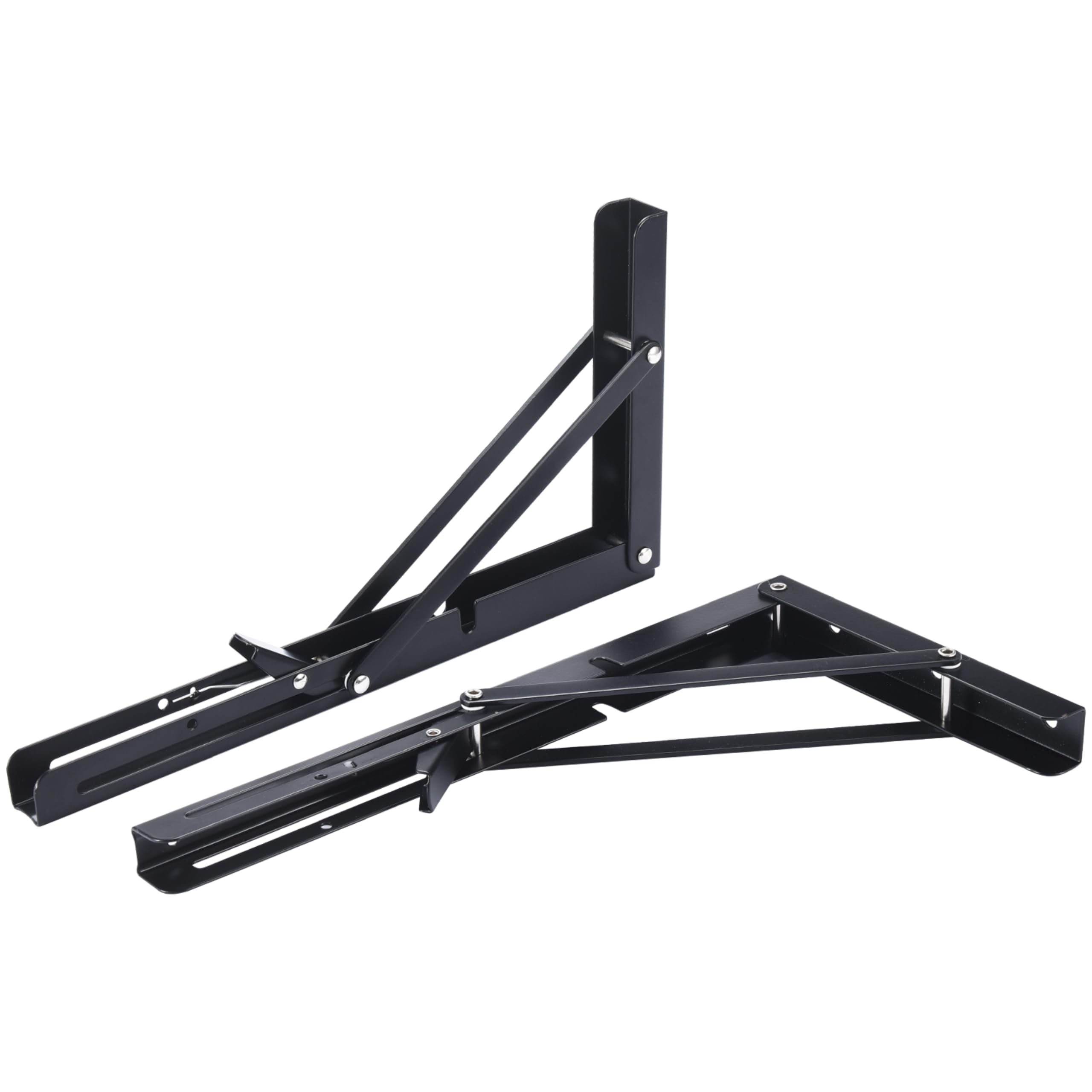 Bolt Dropper Heavy Duty Folding Shelf Brackets - Set of 2 Black ...