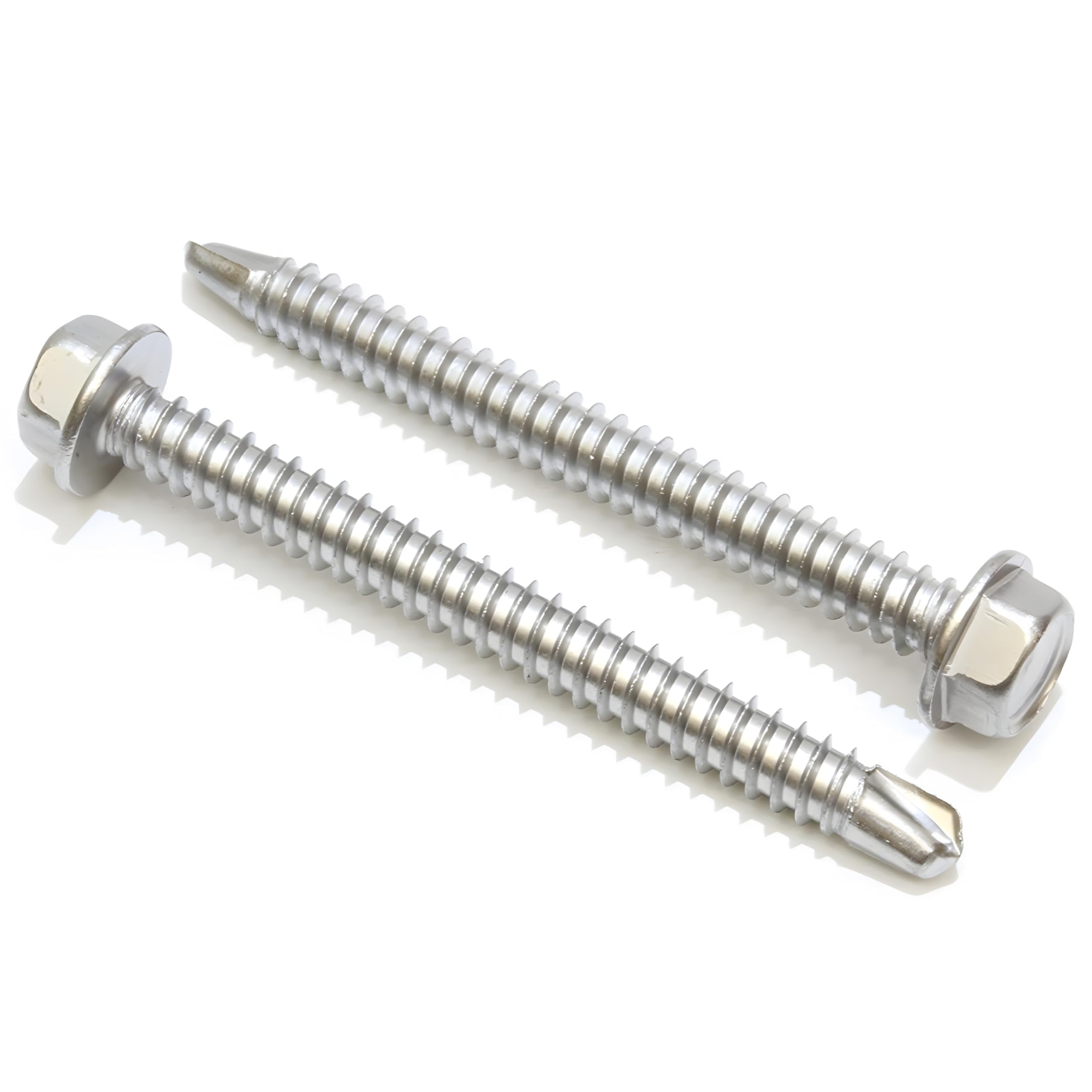 Bolt Dropper No. 14 x 1-3/4 Stainless Hex Washer Head Self Drilling Screws, (50 pc), 410 ...