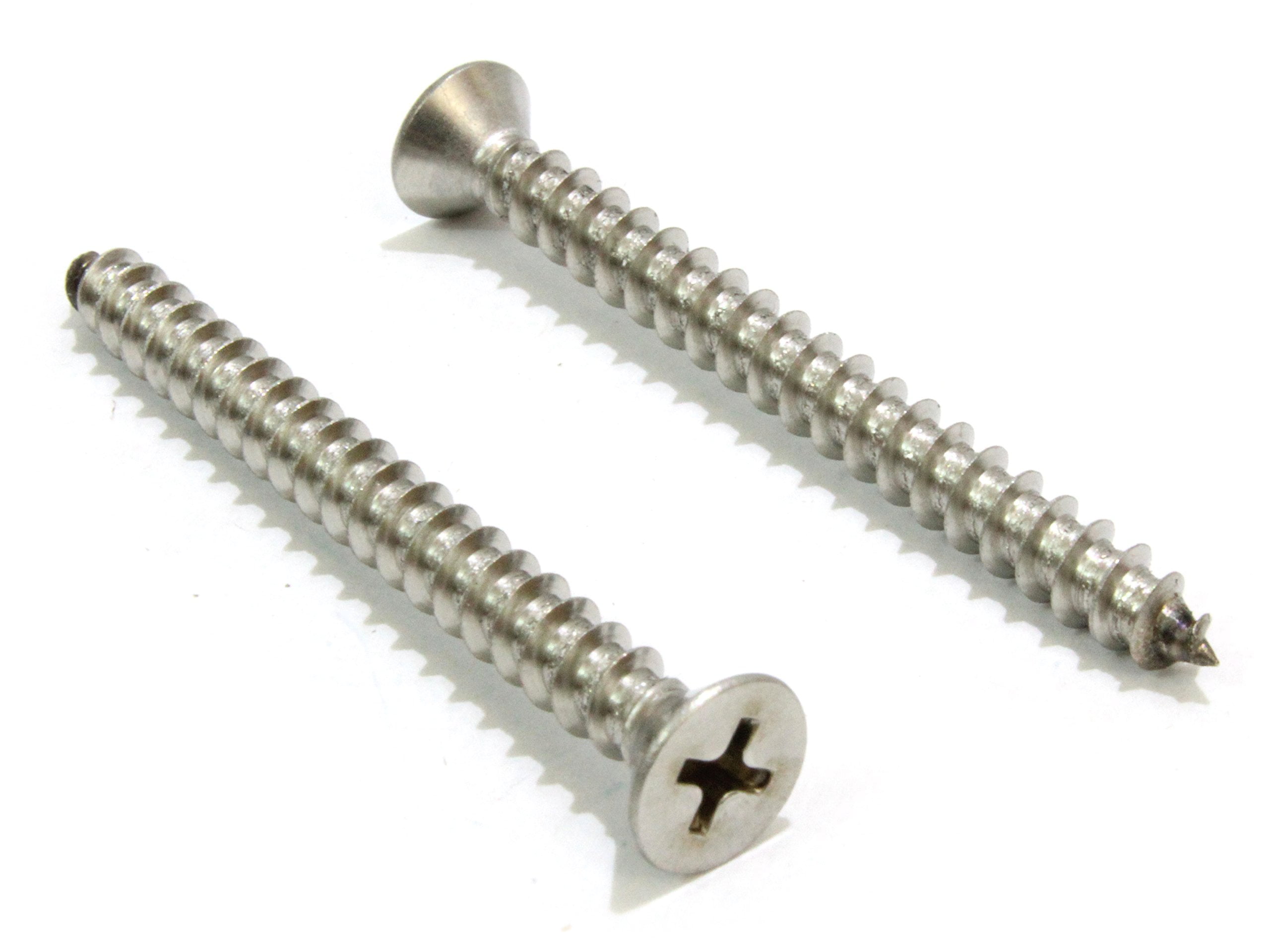Bolt Dropper No. 8 x 3/4" Stainless Steel Flat Head Phillips Wood Screw ...