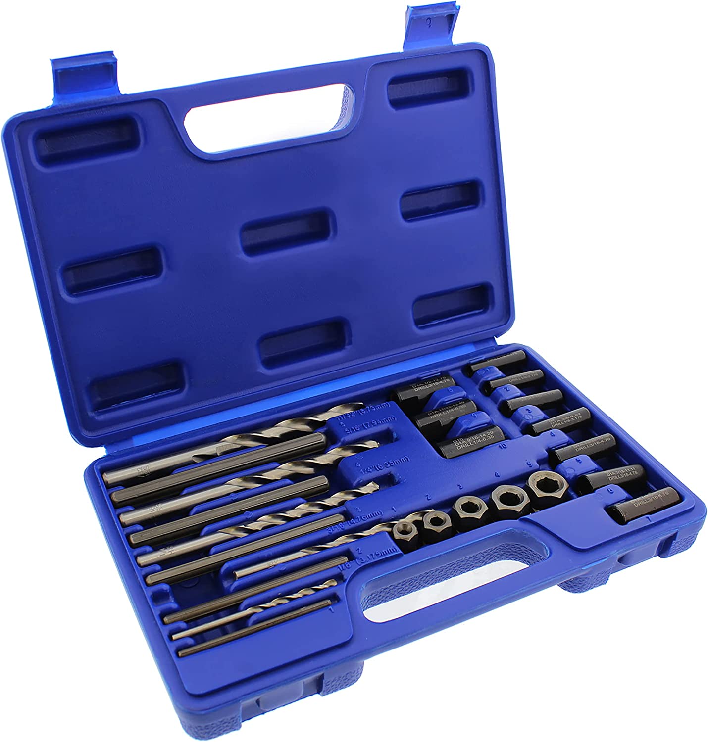 Bolt Extraction 25-Piece Remover Tool Kit – Drill Bits, Extractor Pins ...