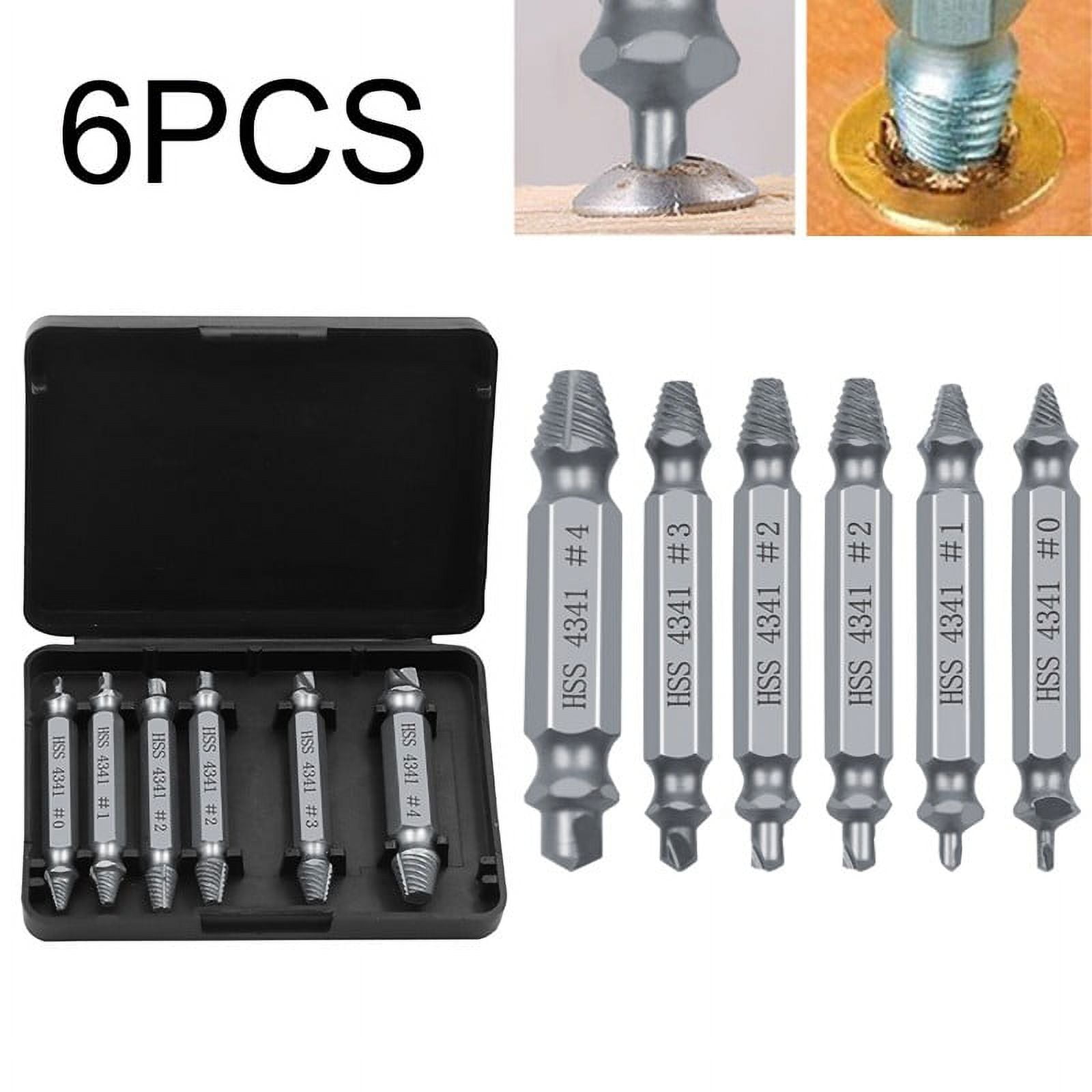 Bolt Extraction Kit, 6PCS Broken Screw Remover Drill Bits, High Speed ...