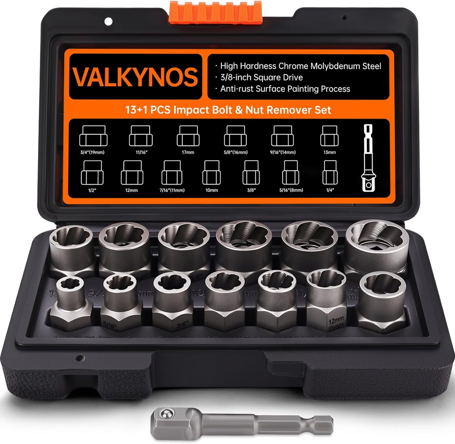 Bolt Extractor Kit 13 Pcs, Stripped Bolt Extractor Set, Impact Bolt Nut ...