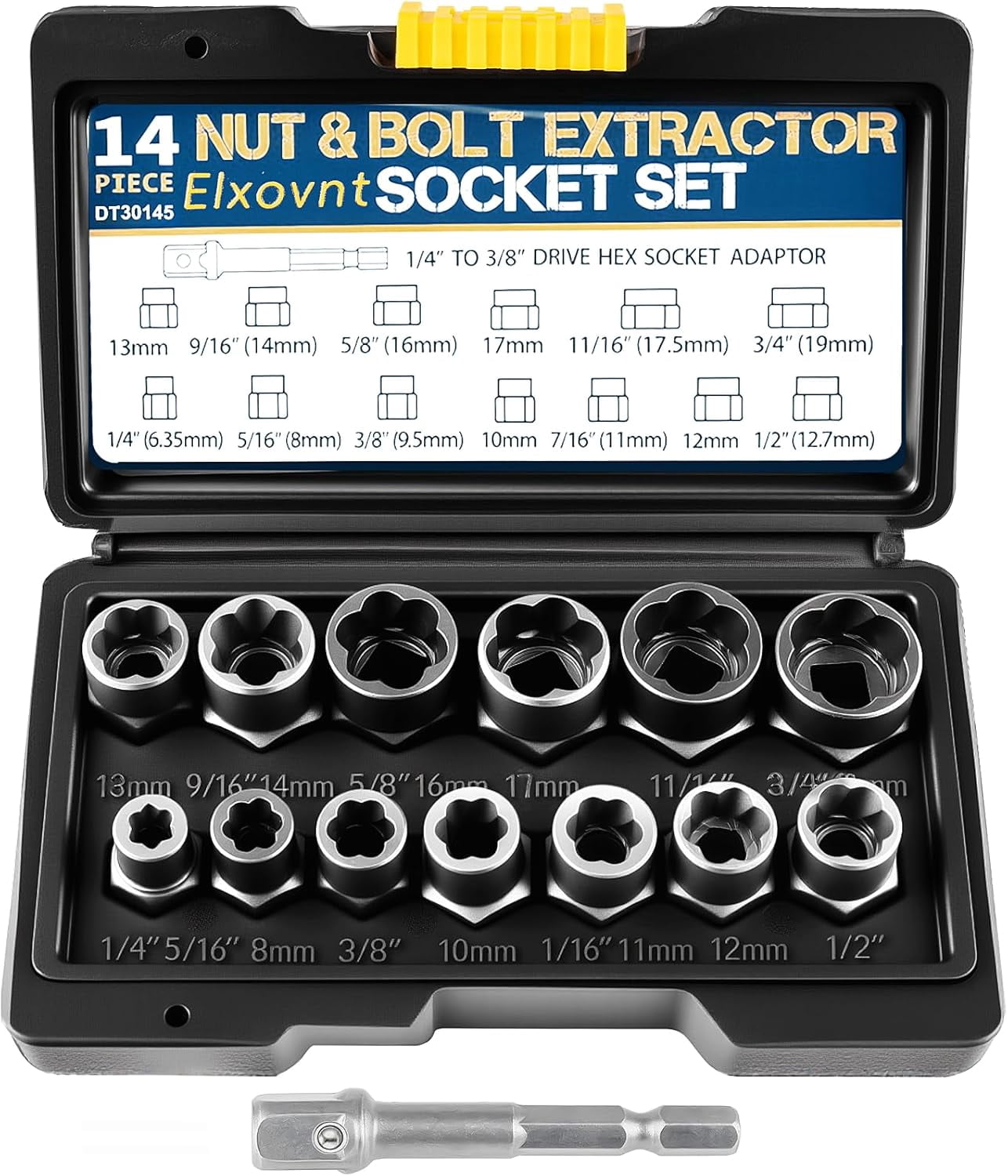 Bolt Extractor Kit, 14Pcs Cr-Mo Steel Bolt Extractor Set, 3/8" Drive ...