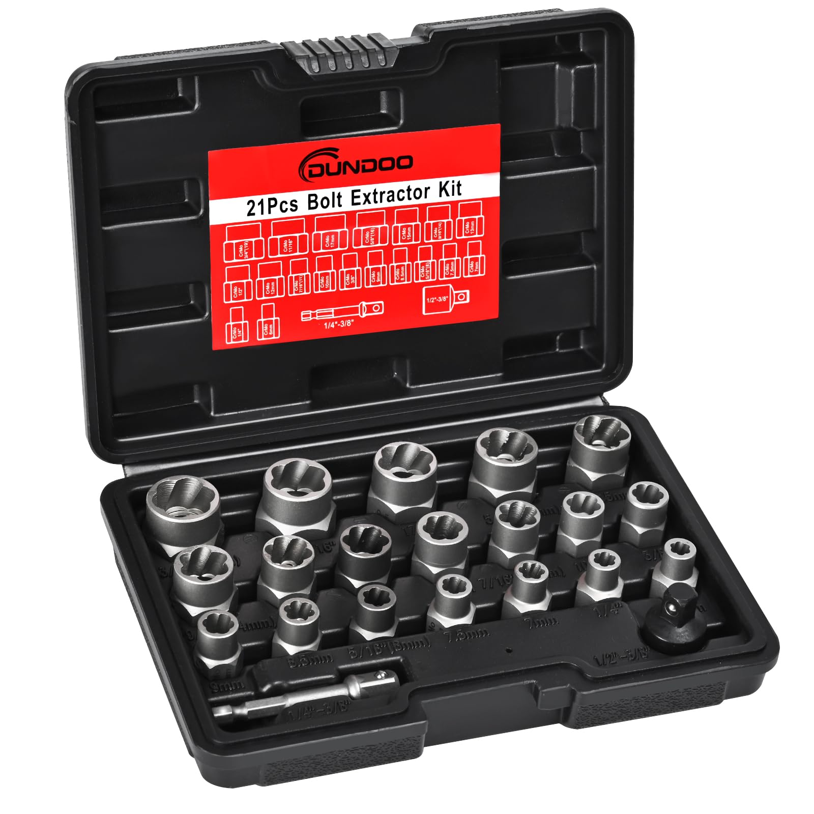 Bolt Extractor Set, 21PCS Easy Out Bolt Extractor Kit, 3/8" Drive ...