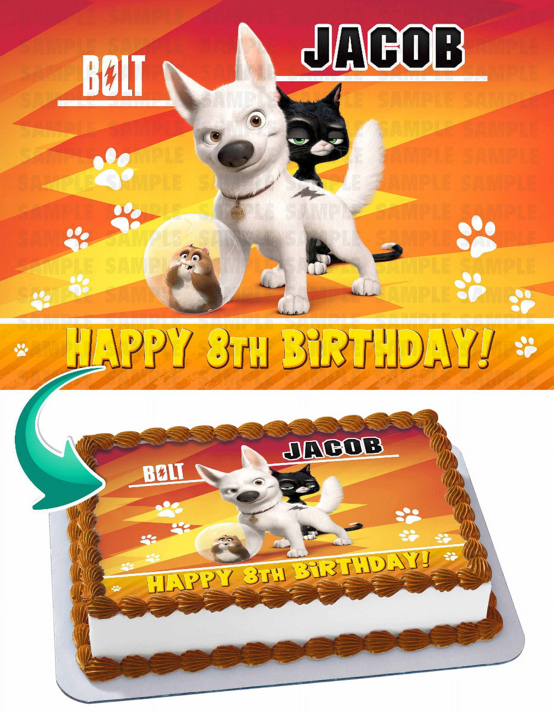 Bolt Movie Edible Cake Image Topper Personalized Birthday Party 1/4 ...