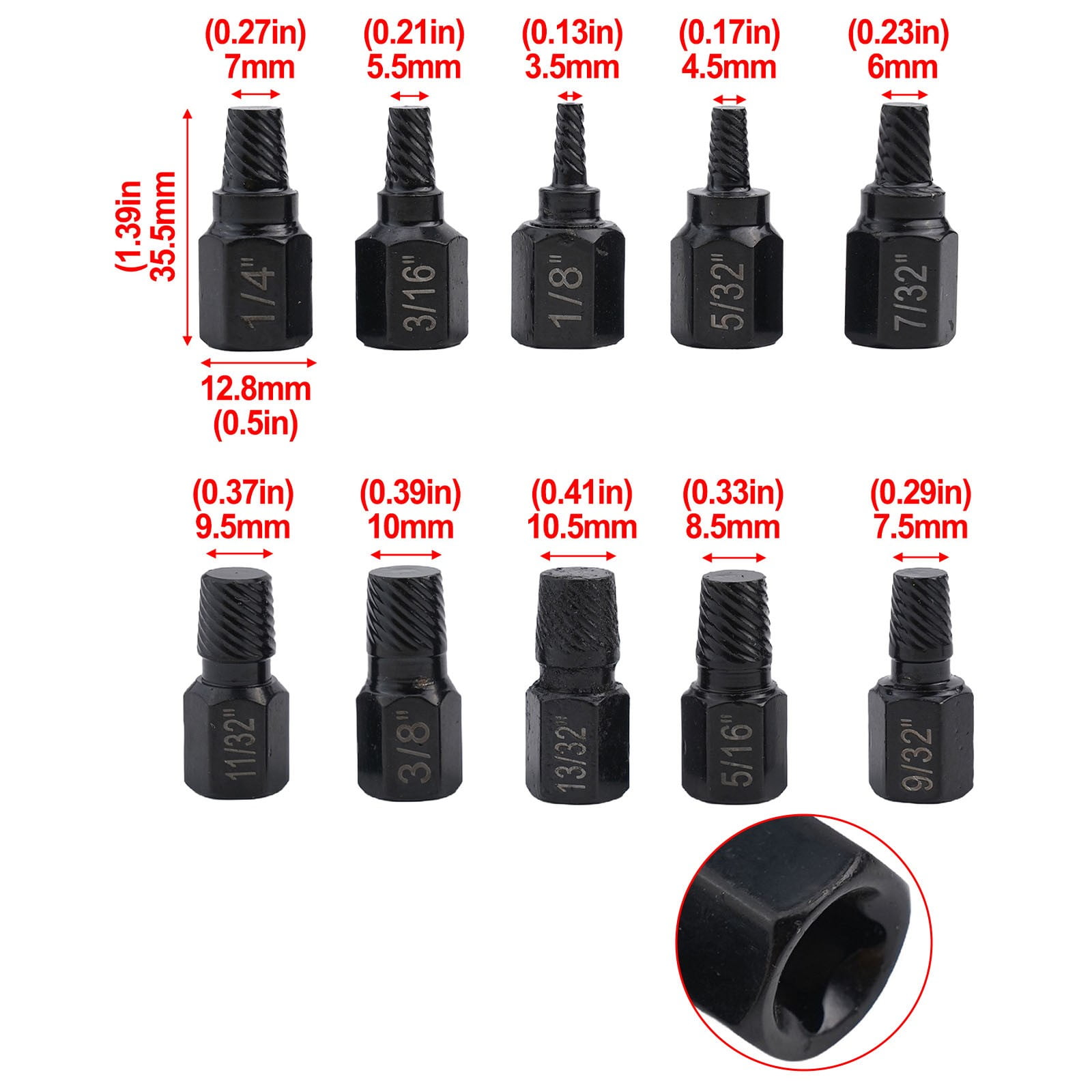 Bolt Multi Left Handed Helical Design Screw Extractor Left Handed ...