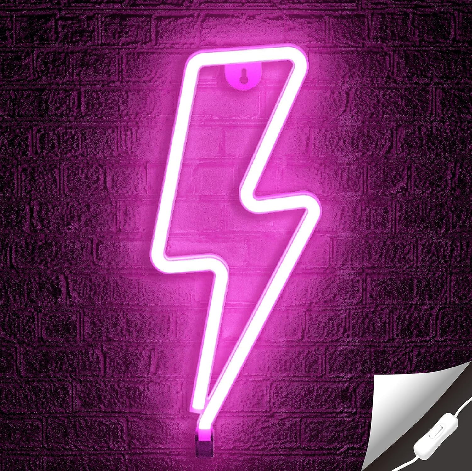 Bolt Neon Signs, Bolt Light with /Off , Neon Sign for Wall Decor, Signs ...