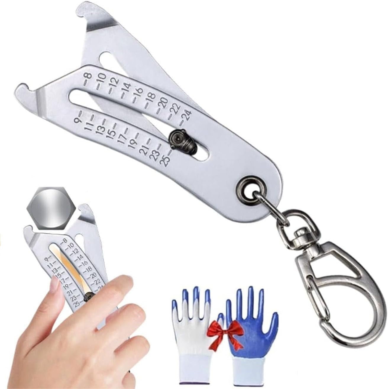 Bolt Size Finder, Portable Precise Thread Size Checker Keychain, Mini ...