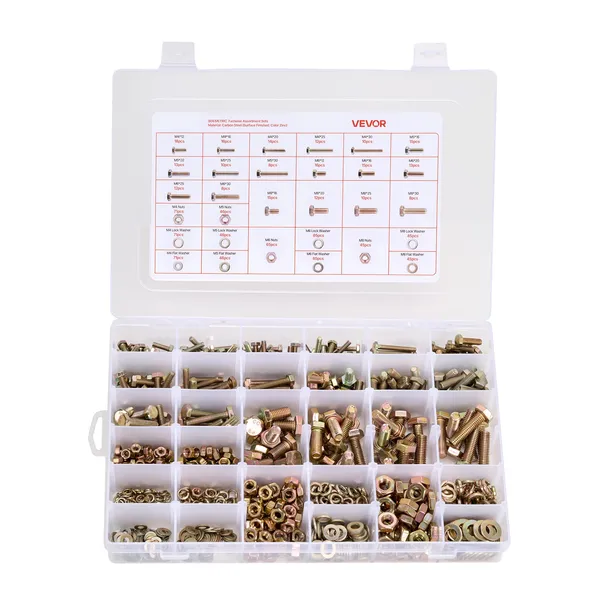 Bolt and nut combination set, 906 pieces, metric alloy steel material ...