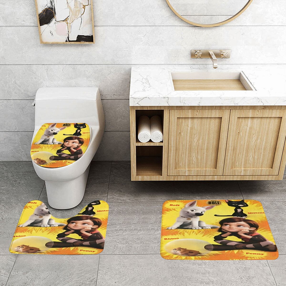 Bolt floor mat and toilet set is durable, machine washable, and adds a ...