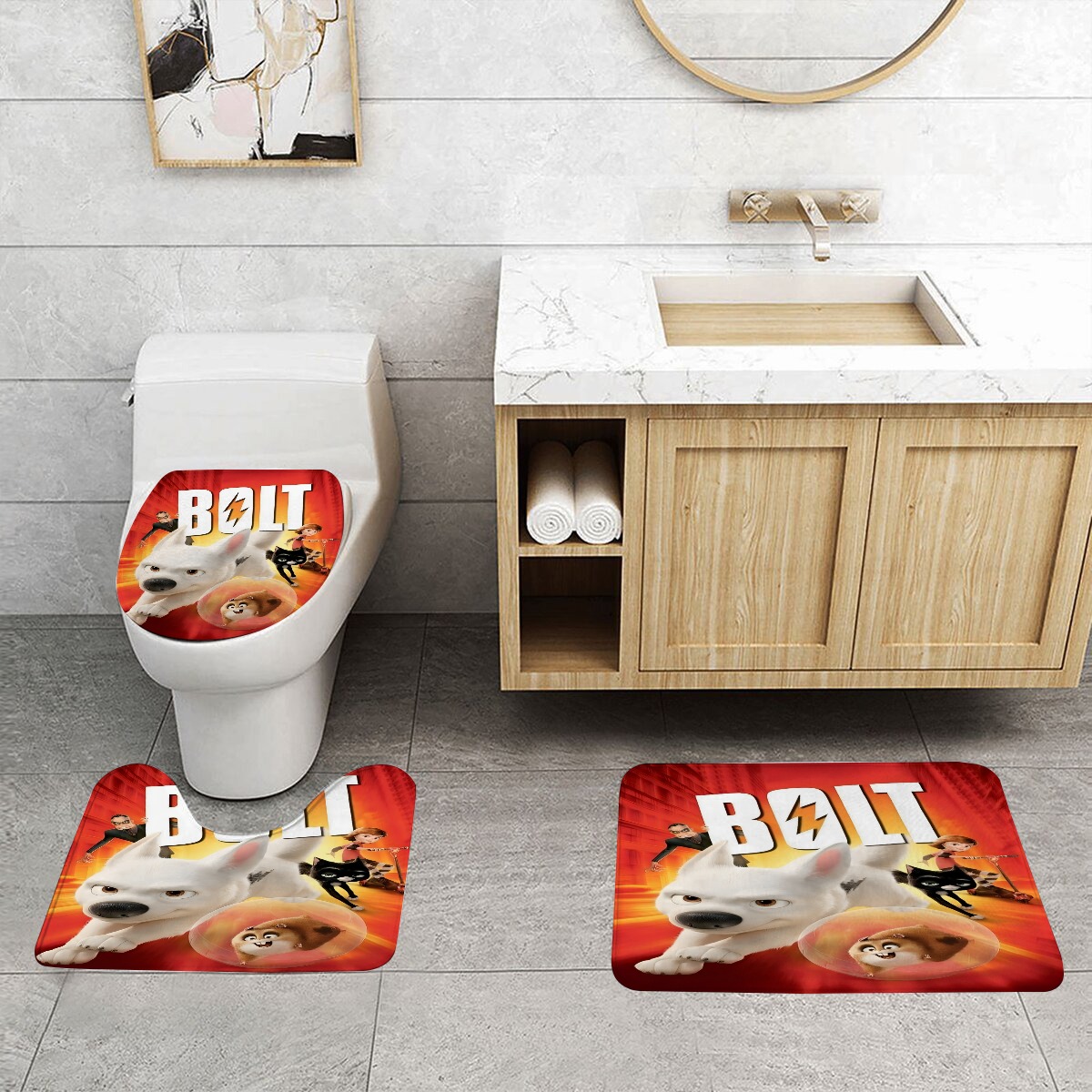 Bolt floor mat and toilet set is durable, machine washable, and adds a ...