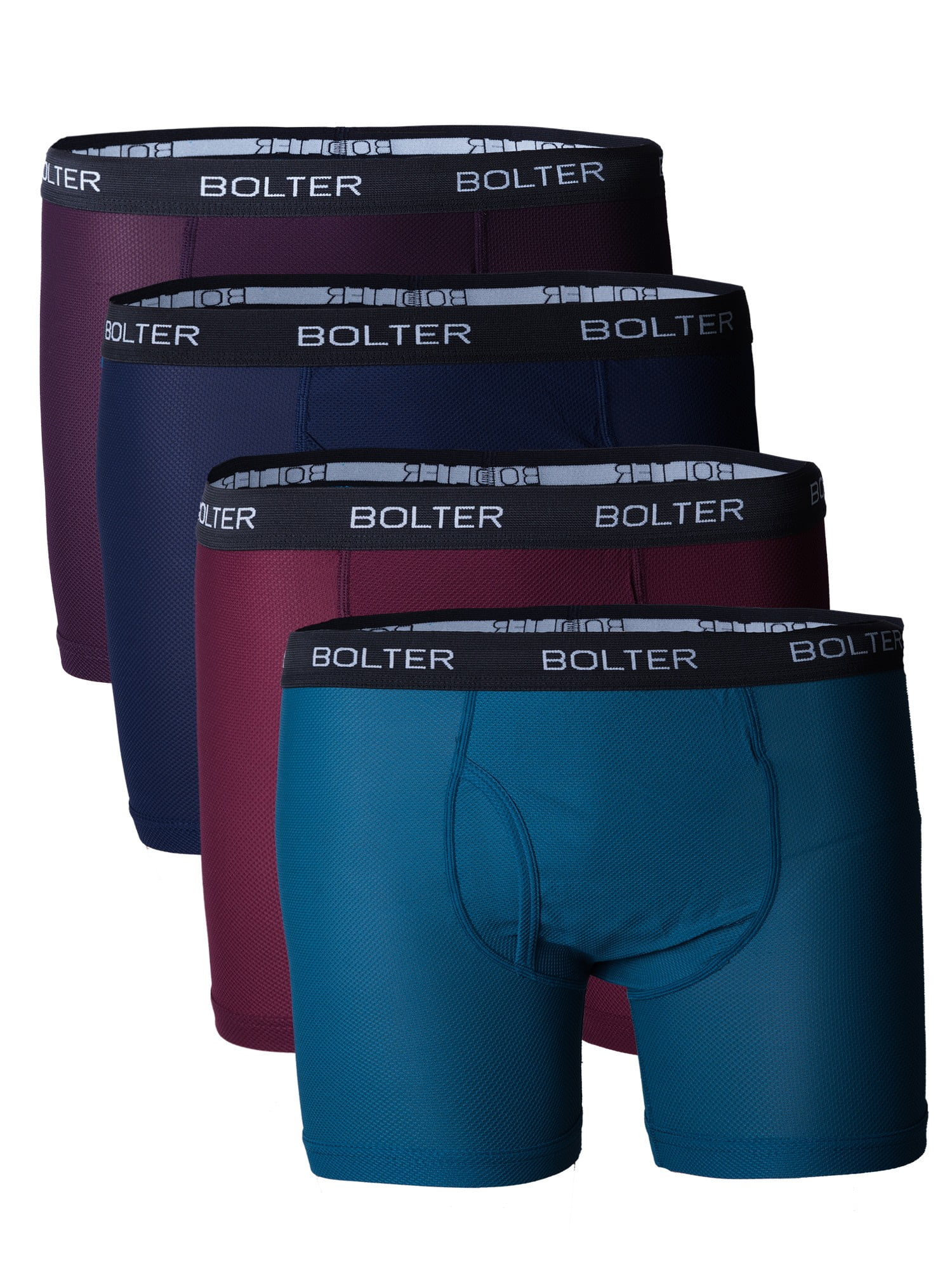 Bolter 4-Pack Men Nylon Spandex Performance Boxer Briefs (Large, Dark ...