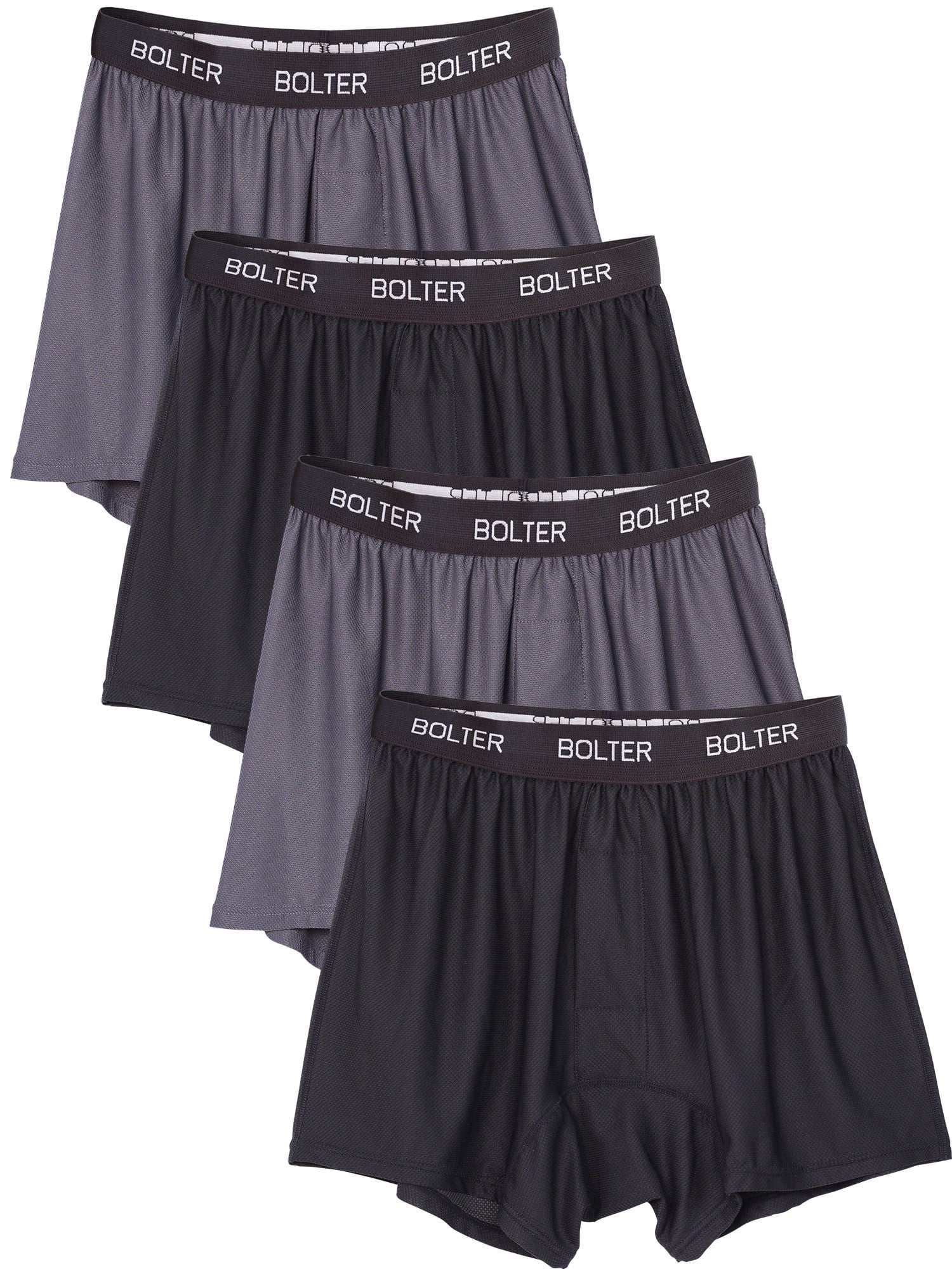 Bolter Men's 4 Pack Performance Boxers Shorts (Small, Black/Grey ...