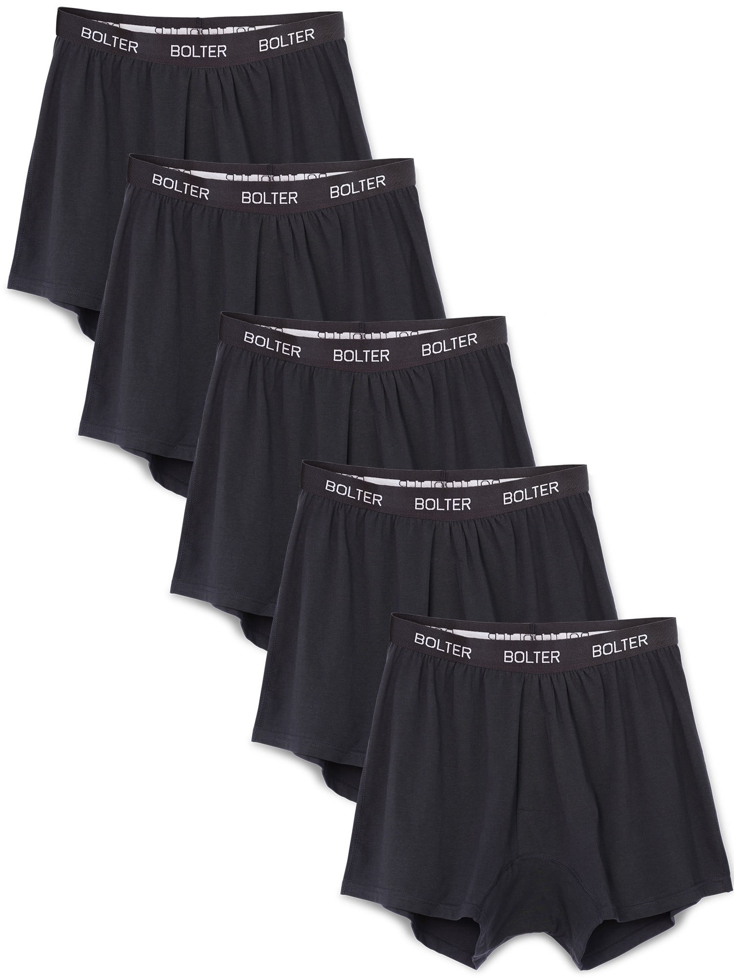 Bolter Men's Cotton Stretch Boxer Shorts, 5-Pack, Relaxed Fit, Small ...
