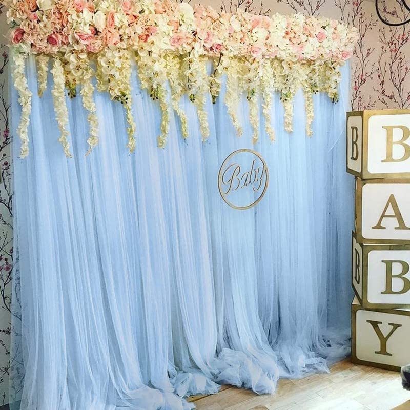 Boltove® Decoration Sky Blue Backdrop Curtain Tulle Net Transparent For ...