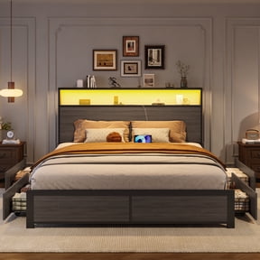 Storage Bed Frames for Bedroom Organization in Home Collection