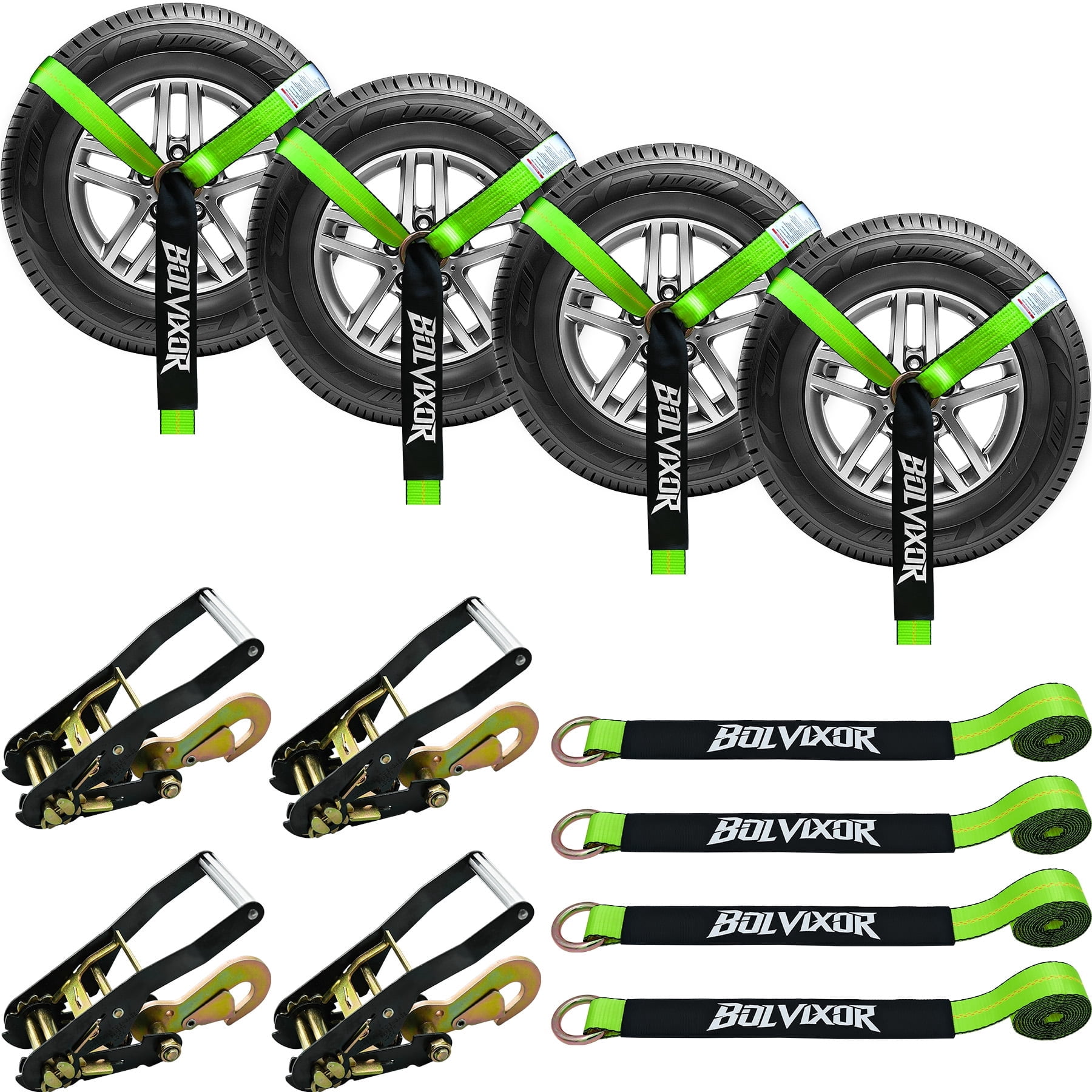 Bolvixor 4 Pack Car Tie Down Straps for Trailers - 2" x 96" - 9900LBS ...